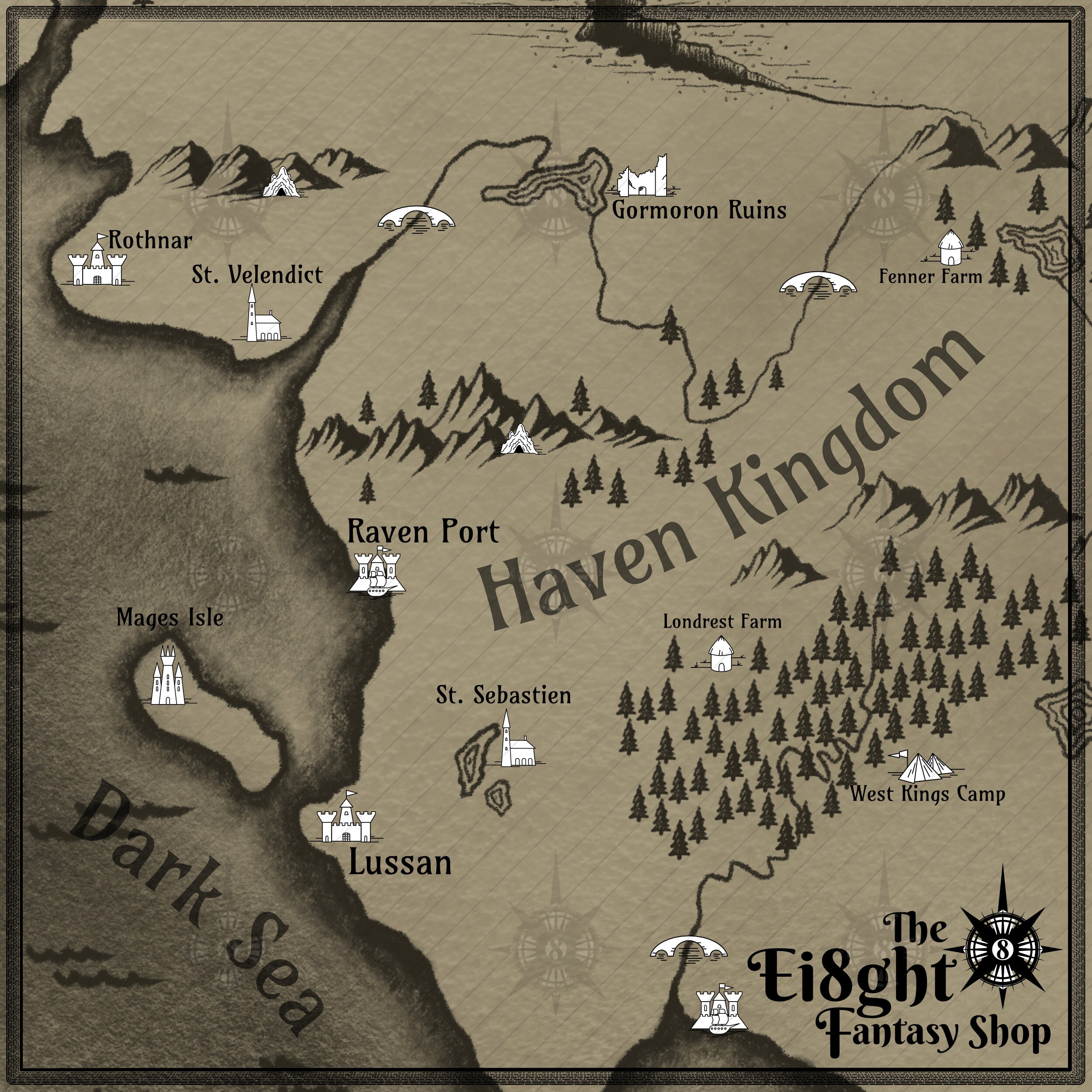 Cartography Fantasy Map Symbols Vector svg & Pdf Files Fully Editable ...