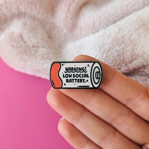 Low Social Battery Enamel Pin, Gifts for Introverts, Mental Health ...