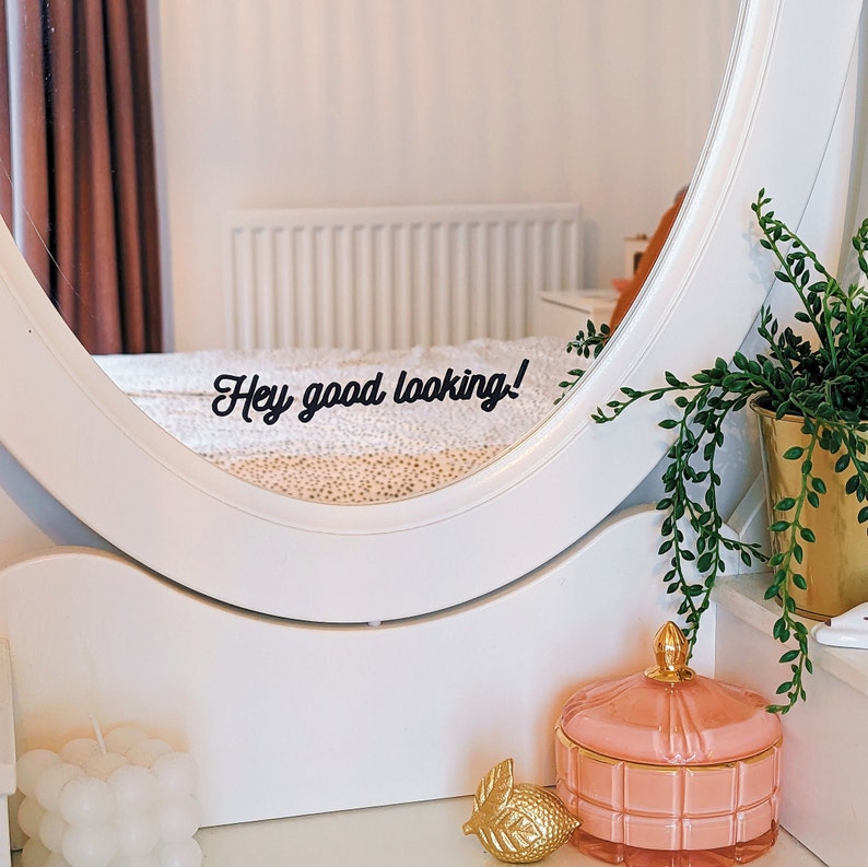 Hey Good Looking Mirror Decal: Black Matte Vinyl Sticker (13.4x4.4cm ...