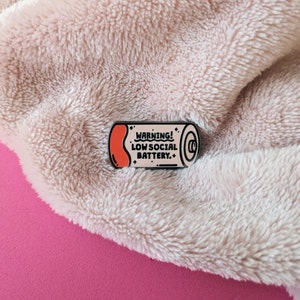 Low Social Battery Enamel Pin, Gifts for Introverts, Mental Health ...