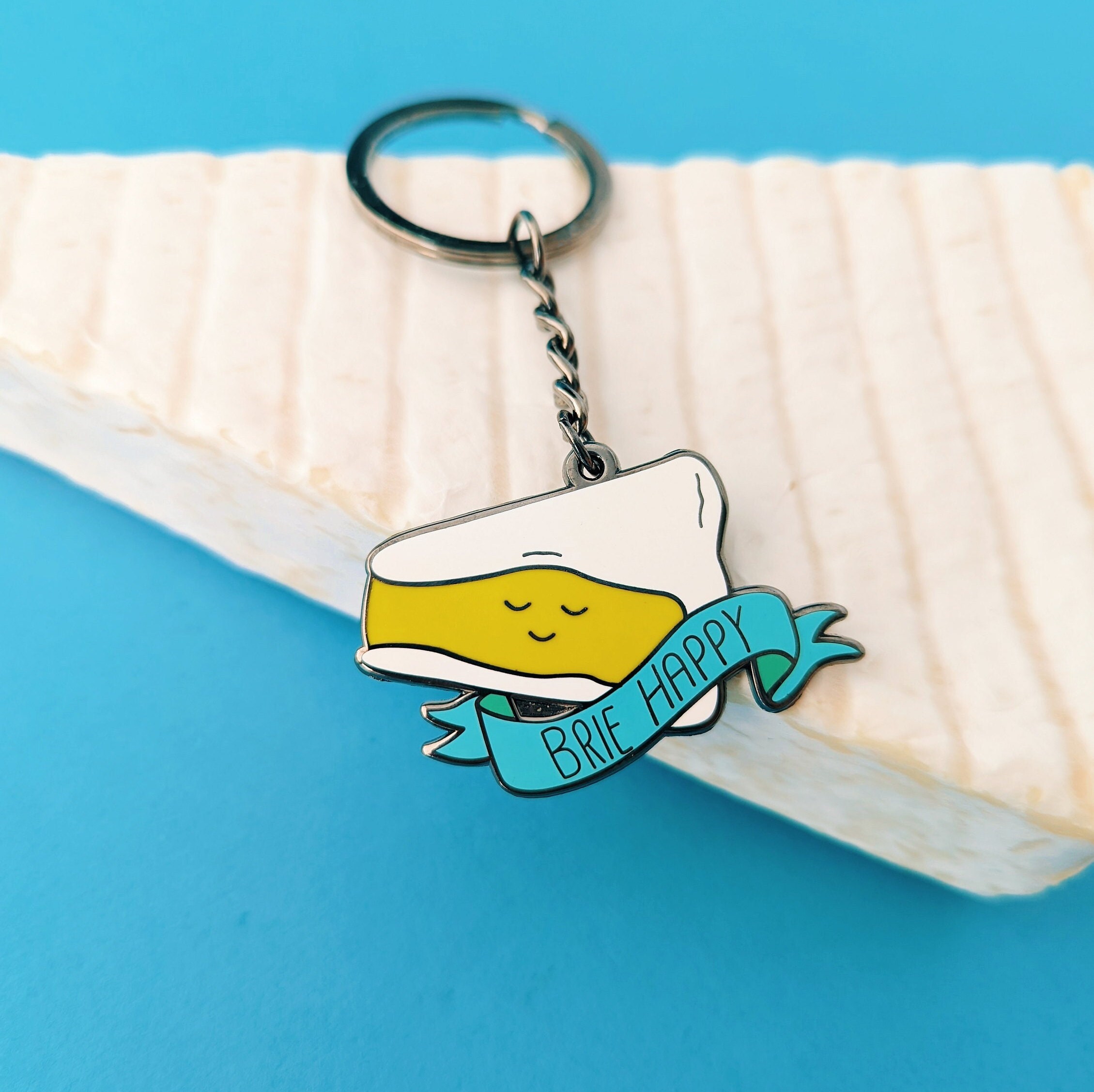 Brie Happy Cheese Keyring Cheese Gifts Cheesey Lover - Etsy UK