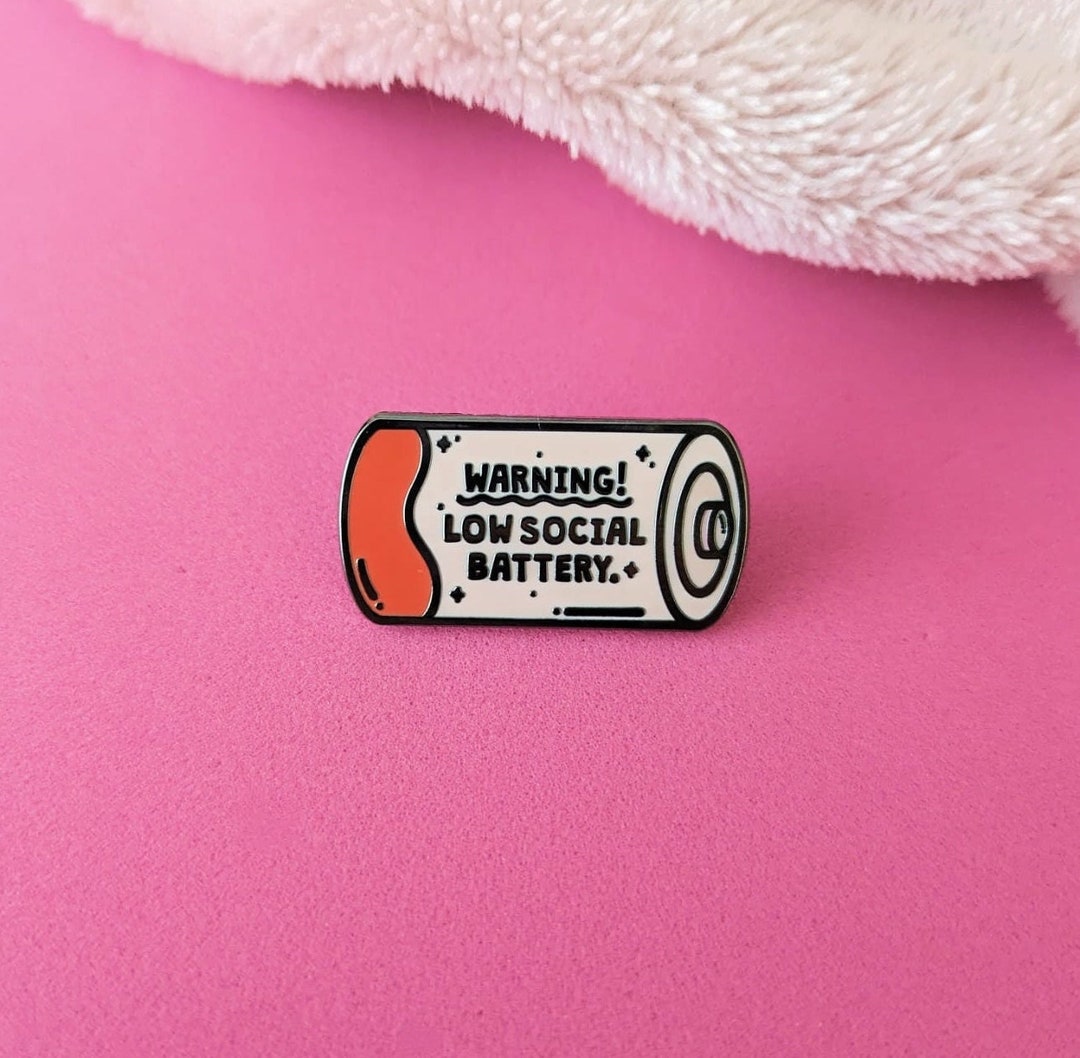 Low Social Battery Enamel Pin, Gifts for Introverts, Mental Health ...