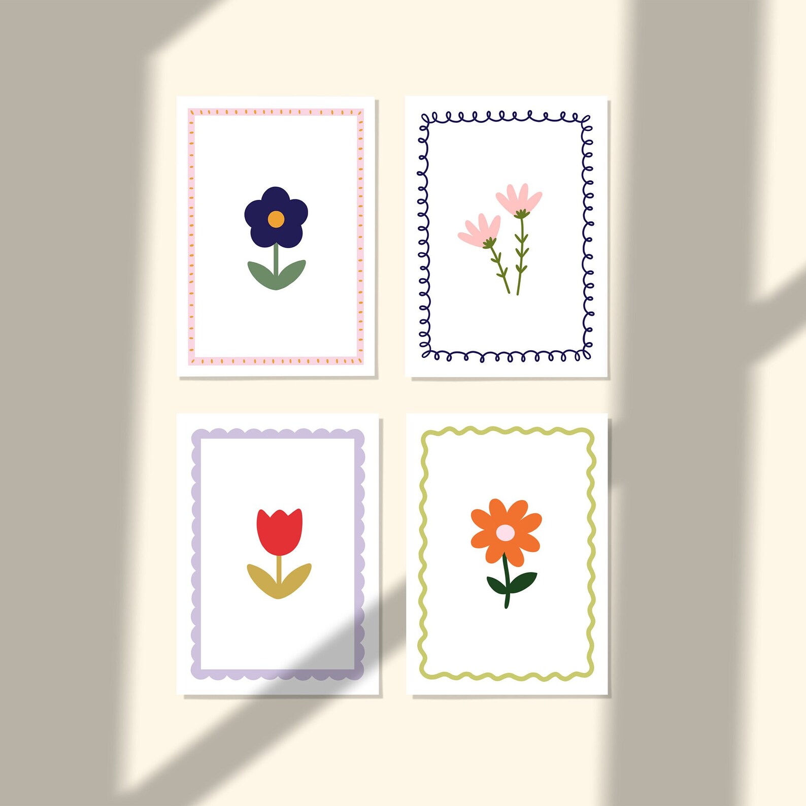 A6 Mini Floral Print Set, Flower Print, Cute Prints, Mini Art Prints ...
