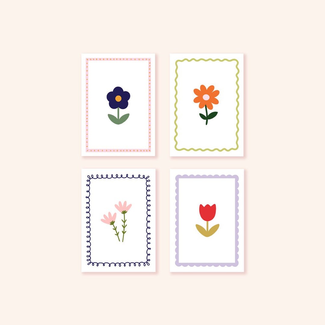 A6 Mini Floral Print Set, Flower Print, Cute Prints, Mini Art Prints ...