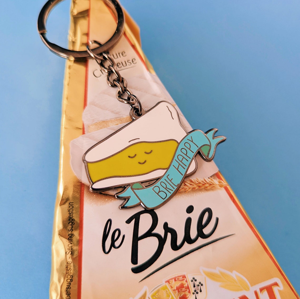 Brie Happy Cheese Keyring Cheese Gifts Cheesey Lover - Etsy UK