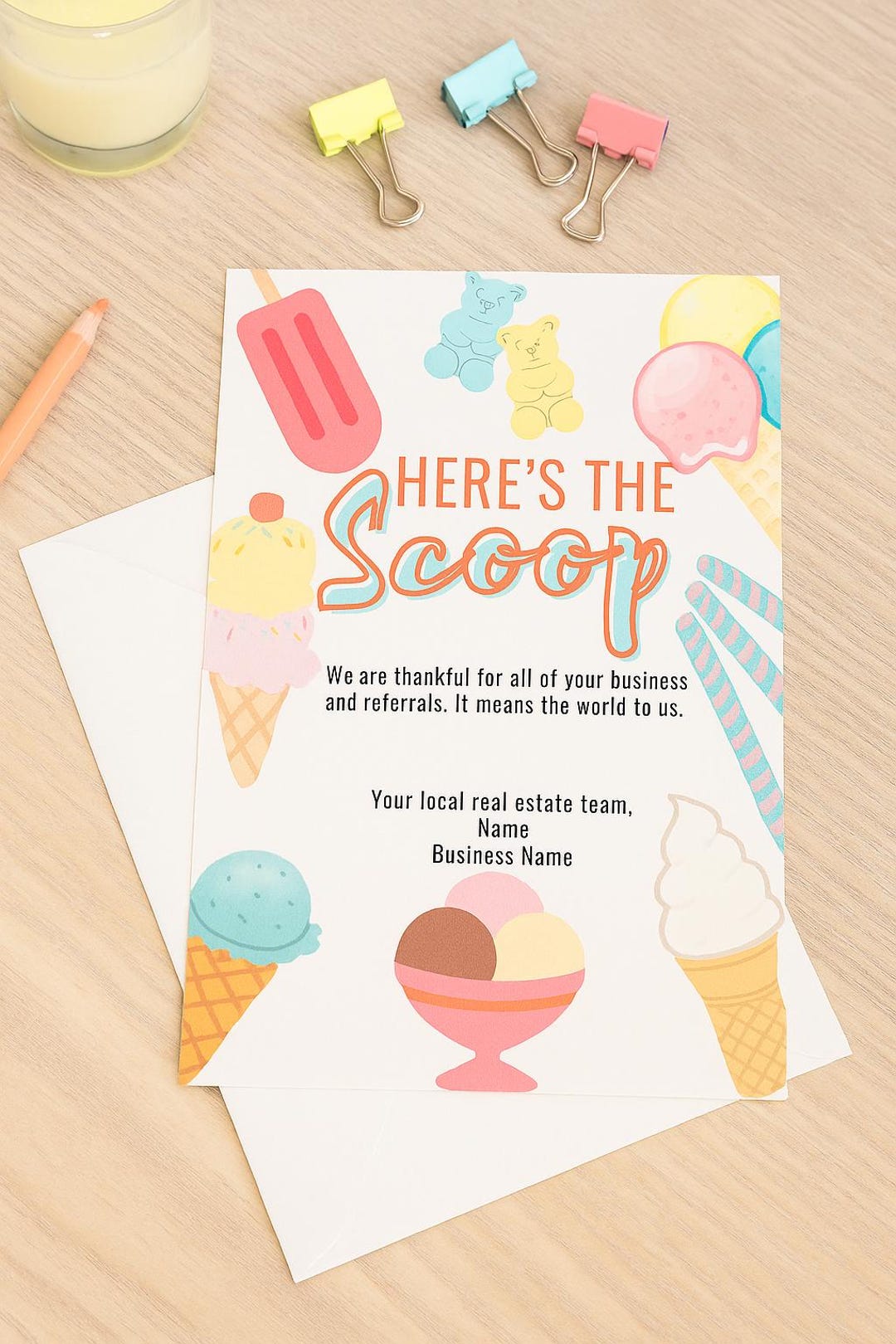 Ice Cream Gift Card Sheet for Real Estate Client Gift 5 X 7 Digital ...