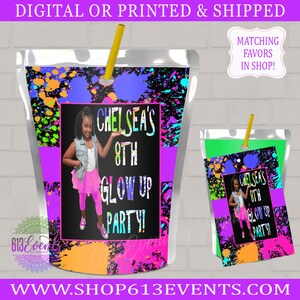 Glow Juice Pouch Labels-capri Sun Labels-glow Birthday Party-glow ...