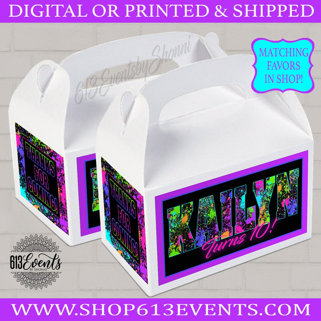 Glow Gable Box-favor Box-custom Favor Box-slime Party-treat Box-glow ...