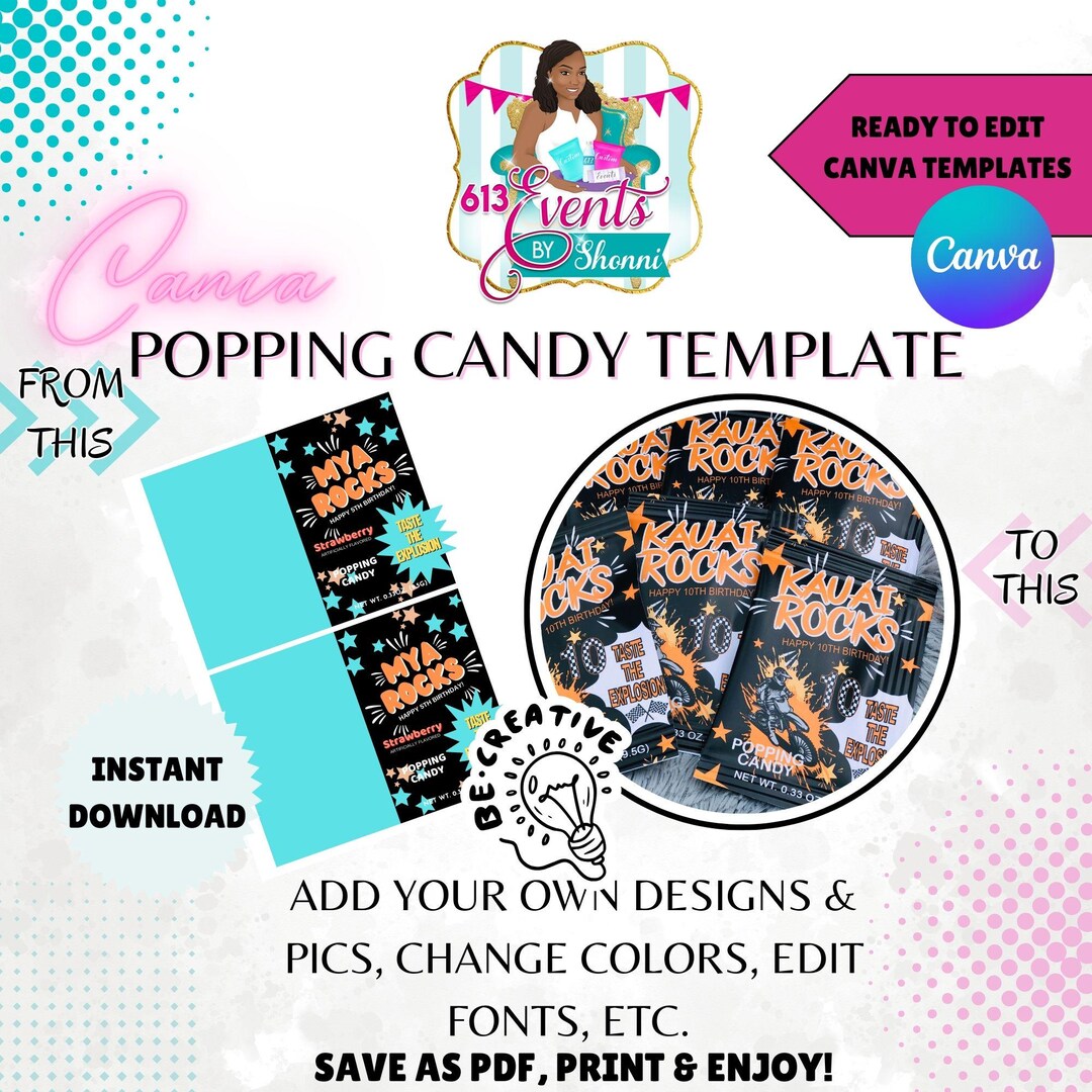 Pop Rocks Template, Pop Rocks Wrapper Template, Popping Candy Template ...