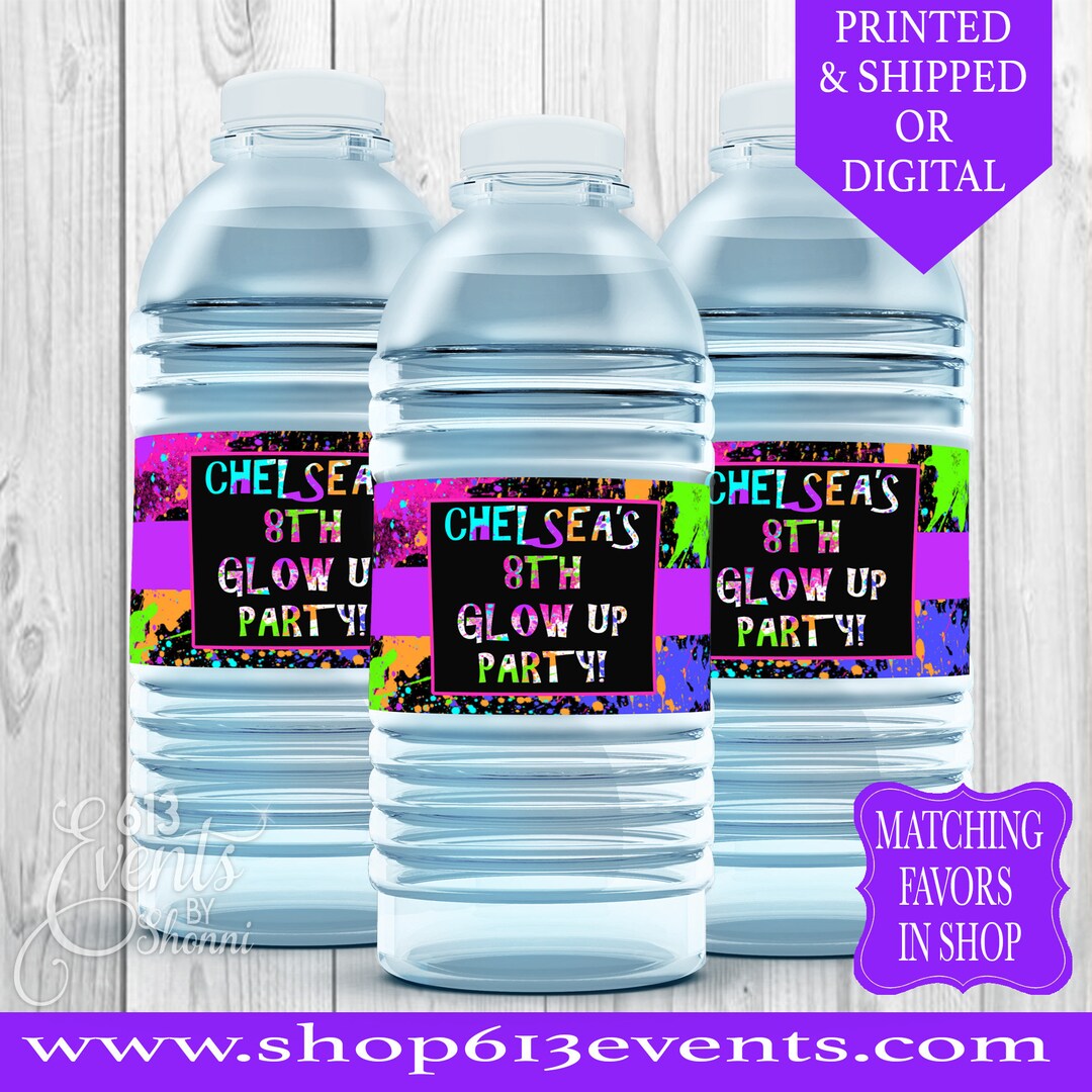 Glow Party Favors- Glow Water Labels- Neon Labels- Glow Birthday-glow ...