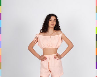 Purple Linen Top. Flax Crop Top. Linen Tank. 100% Pure Linen | Etsy