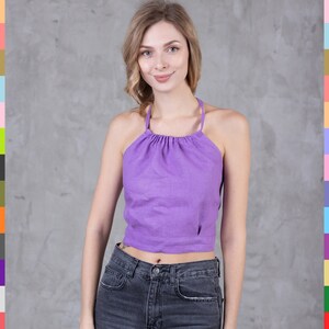 Beach Top. Open Back Tops. Women Summer Crops. Violet Linen Top. Flax ...
