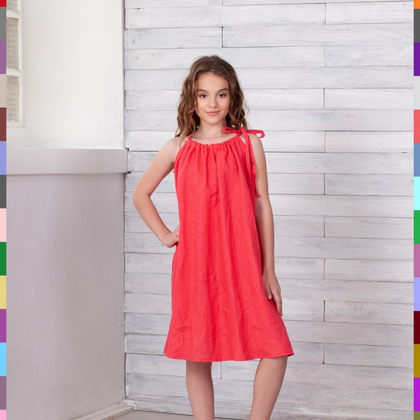 Girls Linen Dress - Etsy