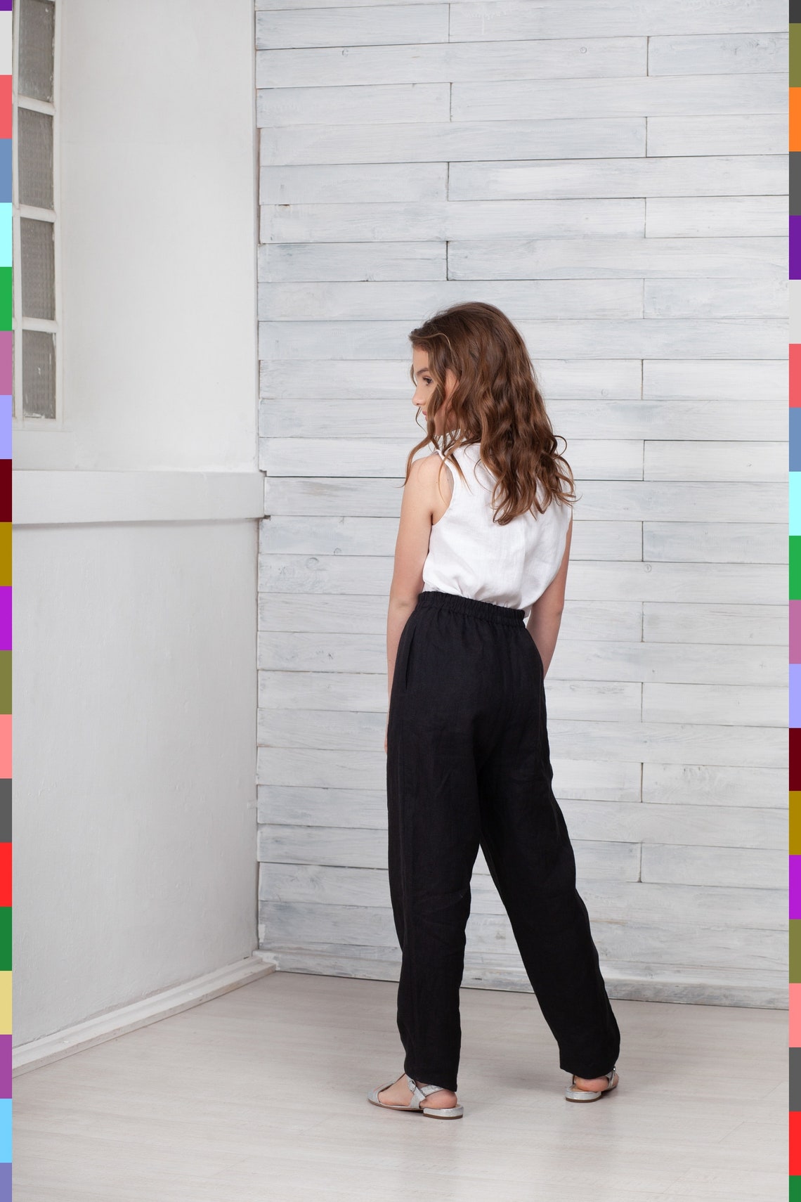 Black Kids Pants. Tapered Kids Trousers. Girls Casual Pants. - Etsy