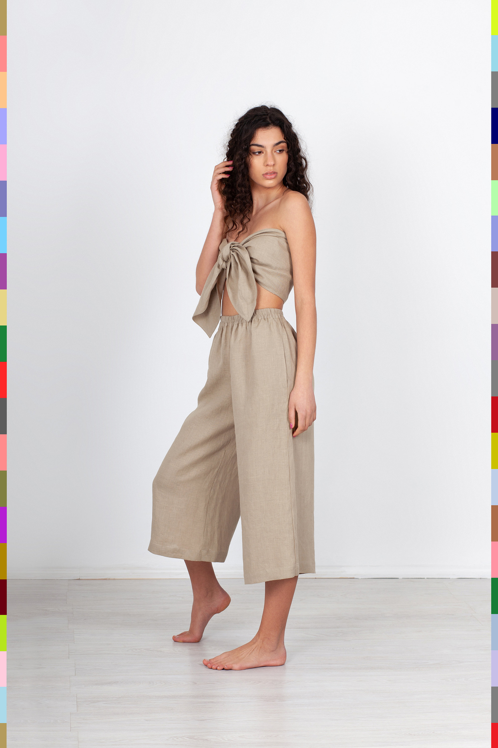 Beige Linen Top. Tie Front Crop Top. Linen Knot Top. Flax Top. - Etsy