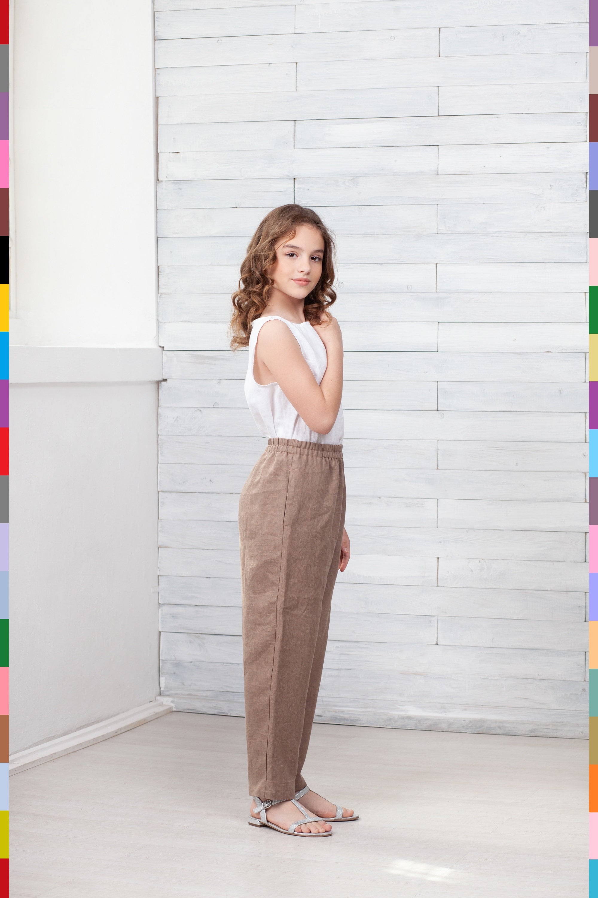 Brown Kids Pants. Girls Linen Trousers. Children Linen Pants. - Etsy