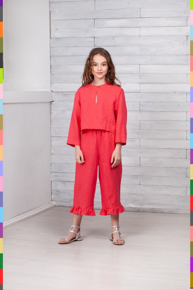 Pink Kids Shirt. Long Sleeve Top. Simple Girls Top. Kids Crop - Etsy