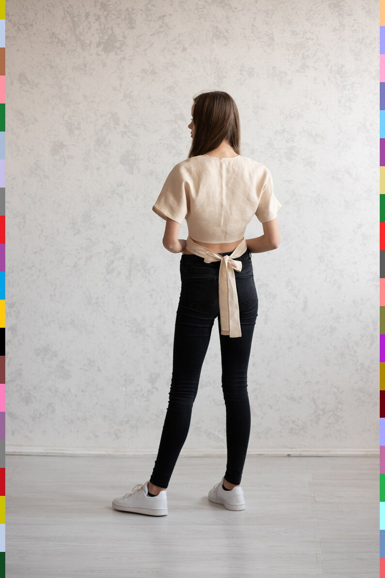 Summer Top. Bestseller Tops. Linen Wrap Top. Crop Top. Summer | Etsy