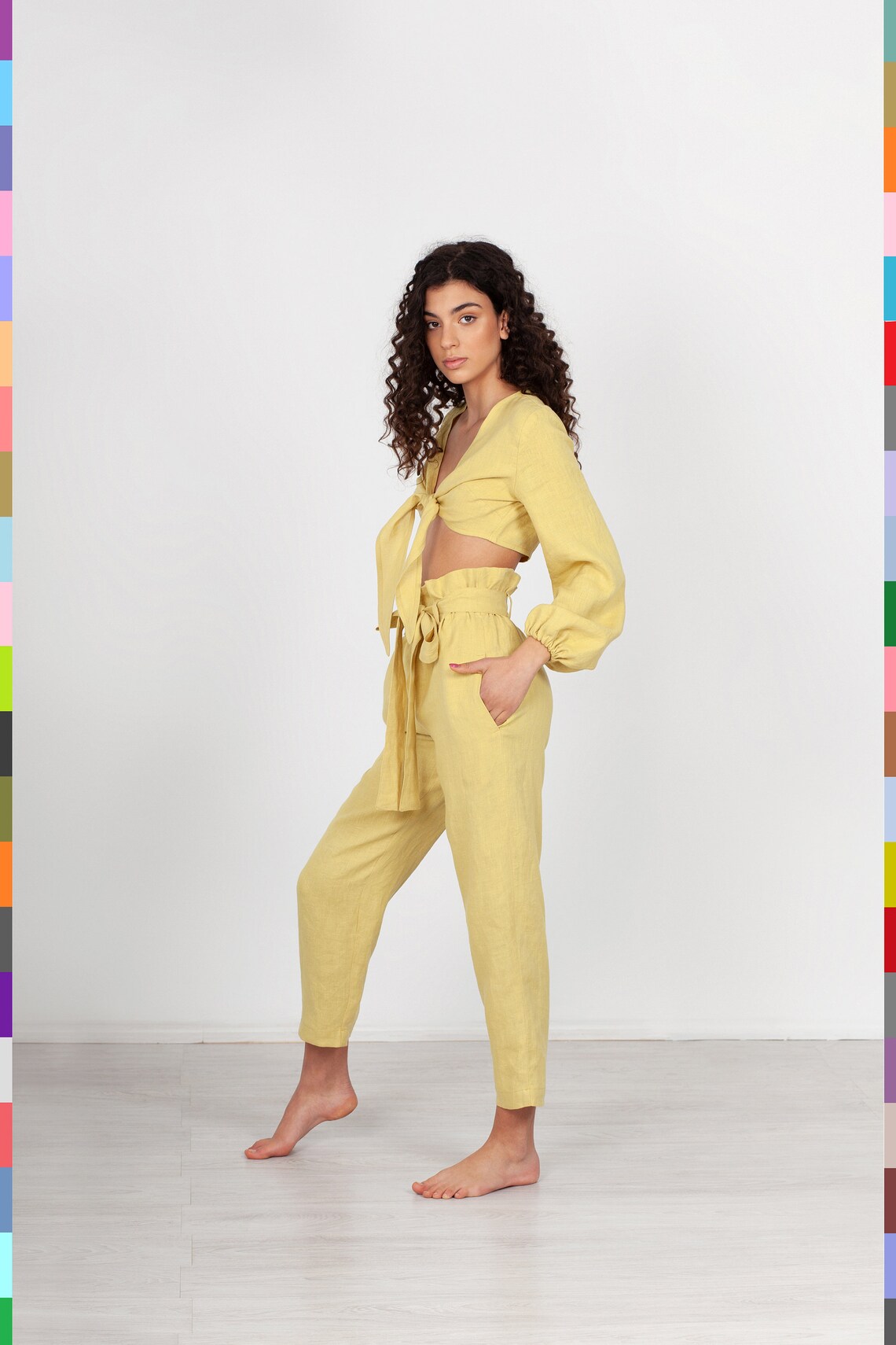 Yellow Linen Pants. Flax Pants. Linen Trousers. Tapered Women | Etsy