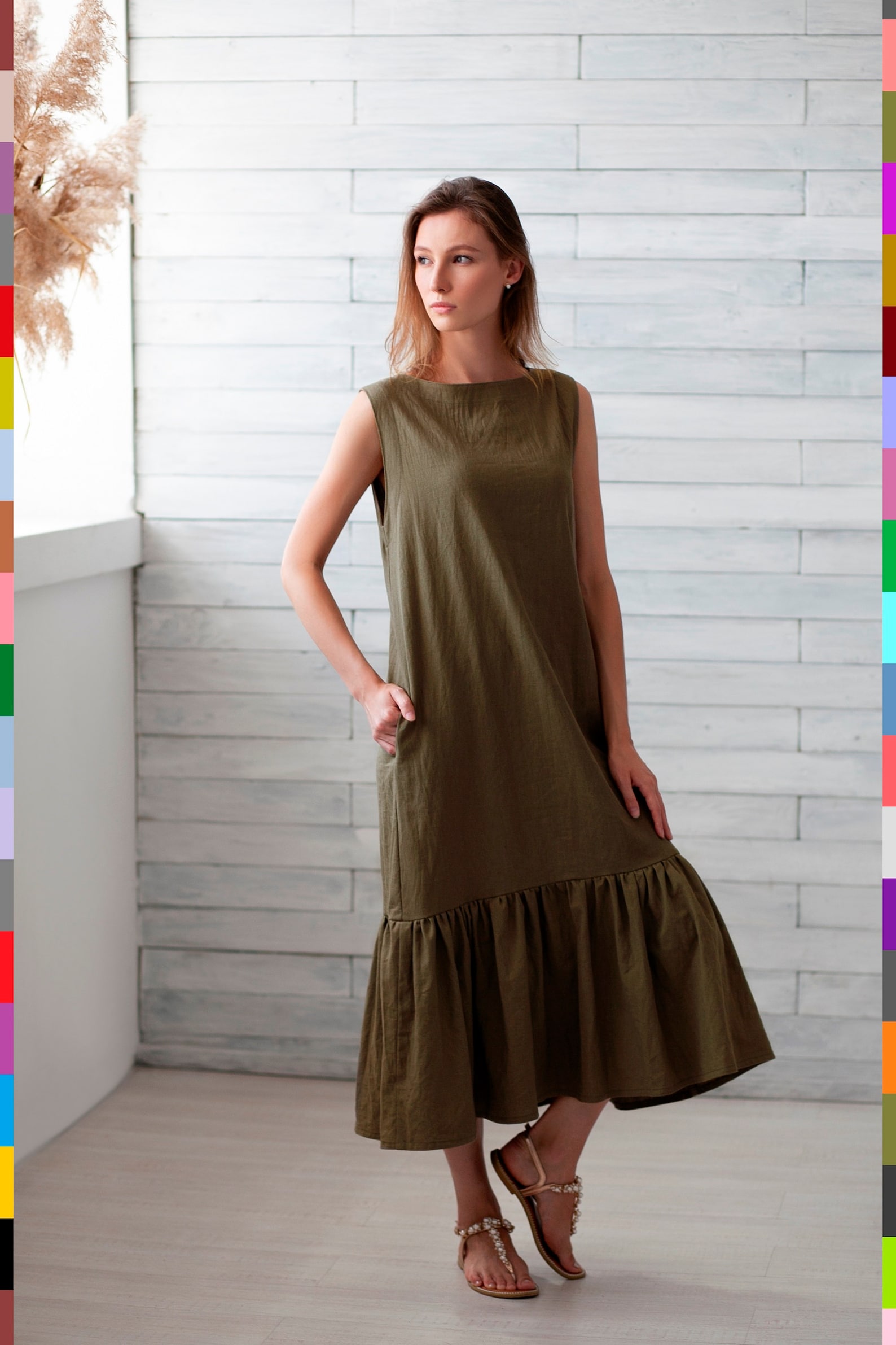 Cocktail Dress. Linen Flare Dresses. Long Loose Dress. Gift for Her. 24 ...