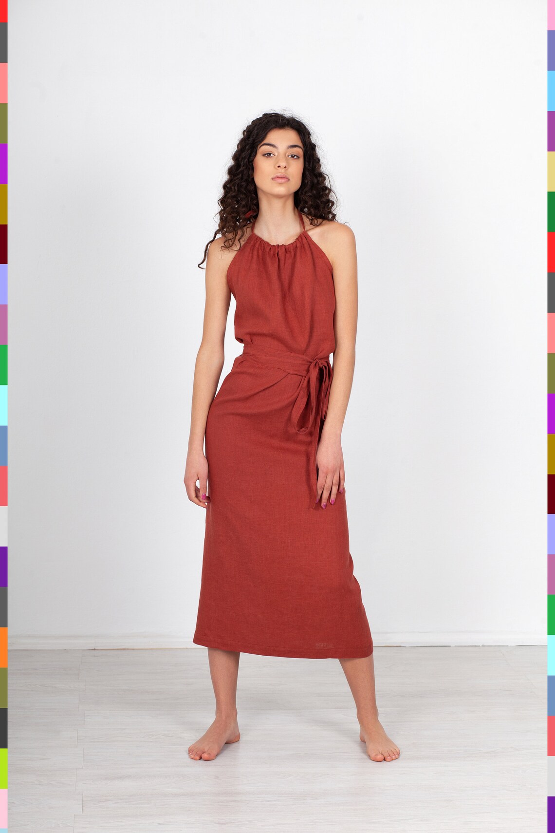 Terracotta Dress. Flax Dress. Backless Apron Dress. Pinafore | Etsy