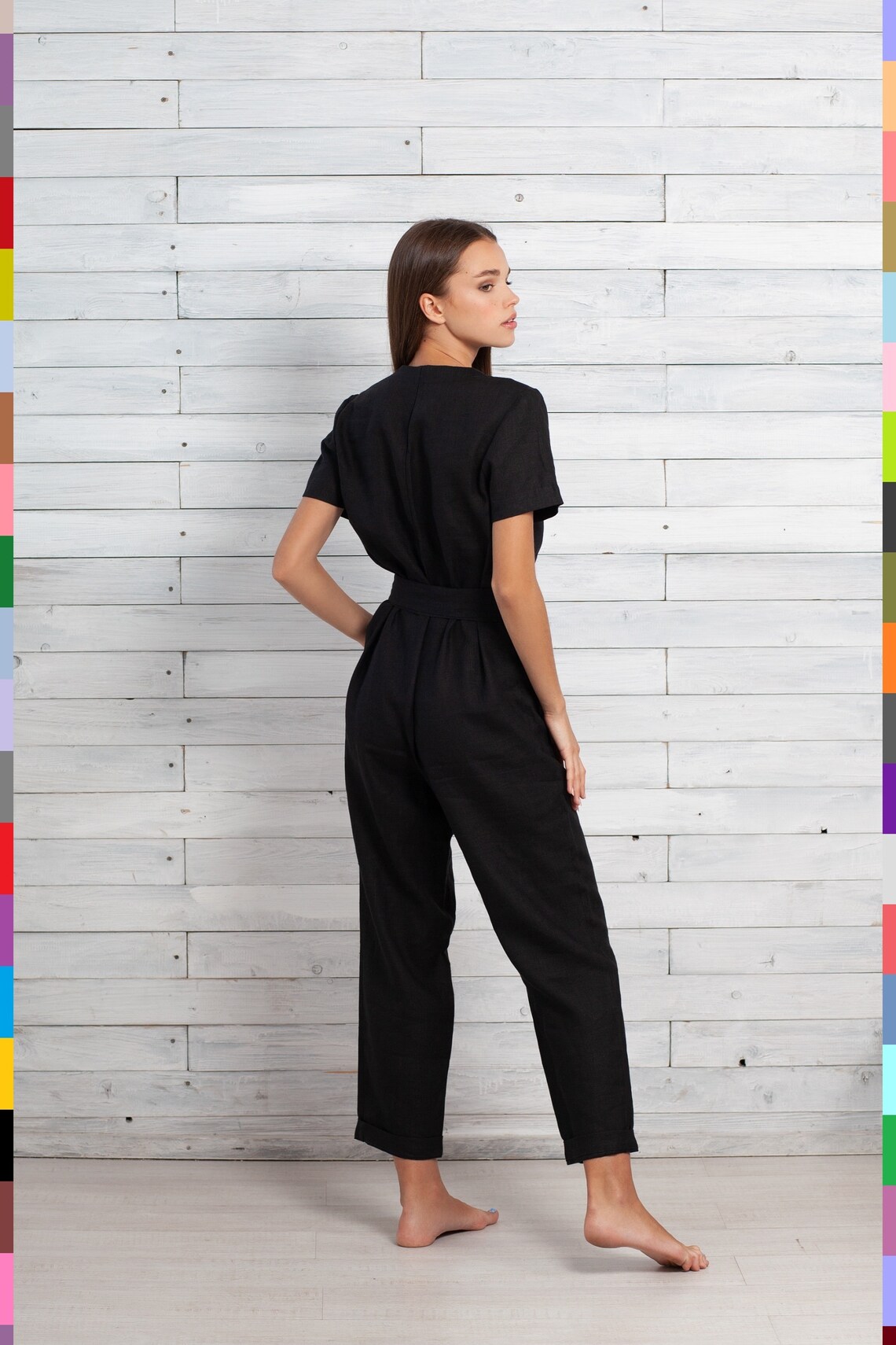 Linen Romper. Elegant Rompers. Formal Jumpsuit. Black Jumper. | Etsy