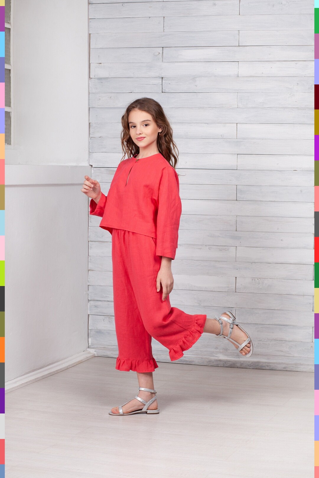 Pink Kids Shirt. Long Sleeve Top. Simple Girls Top. Kids Crop Top. 100% ...