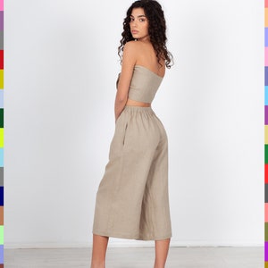 Beige Linen Top. Tie Front Crop Top. Linen Knot Top. Flax Top. Linen ...