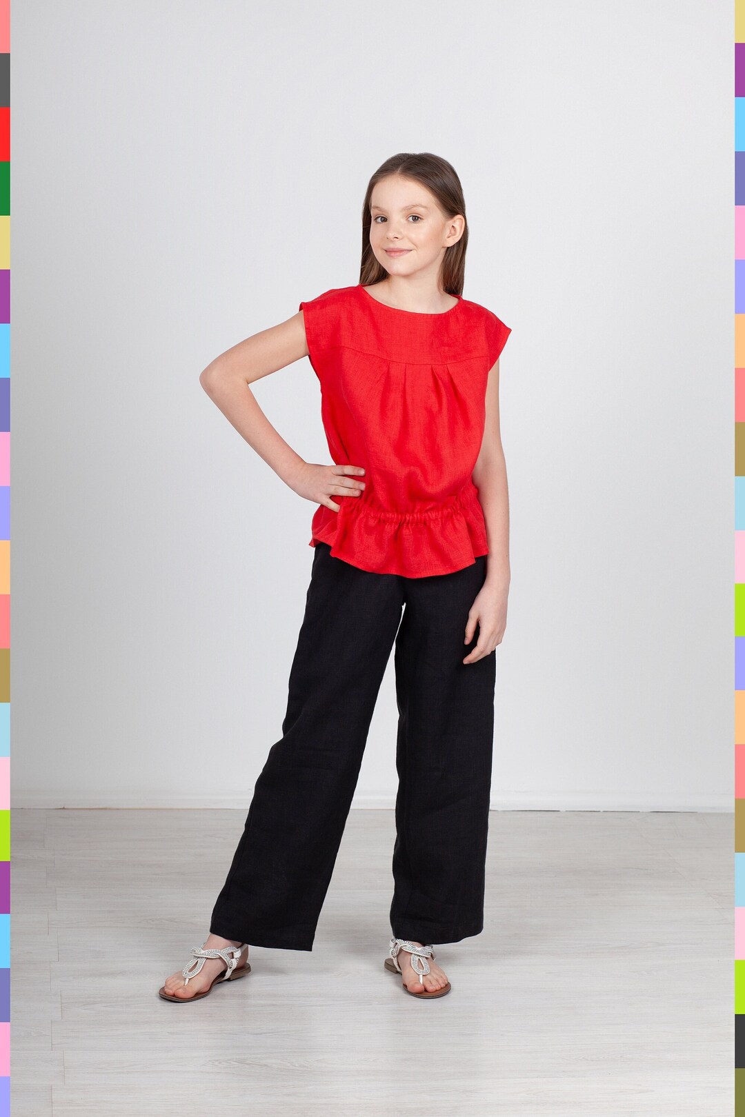 Red Linen Kids Top – Italian Flax, Soft, Double Stonewashed - Etsy