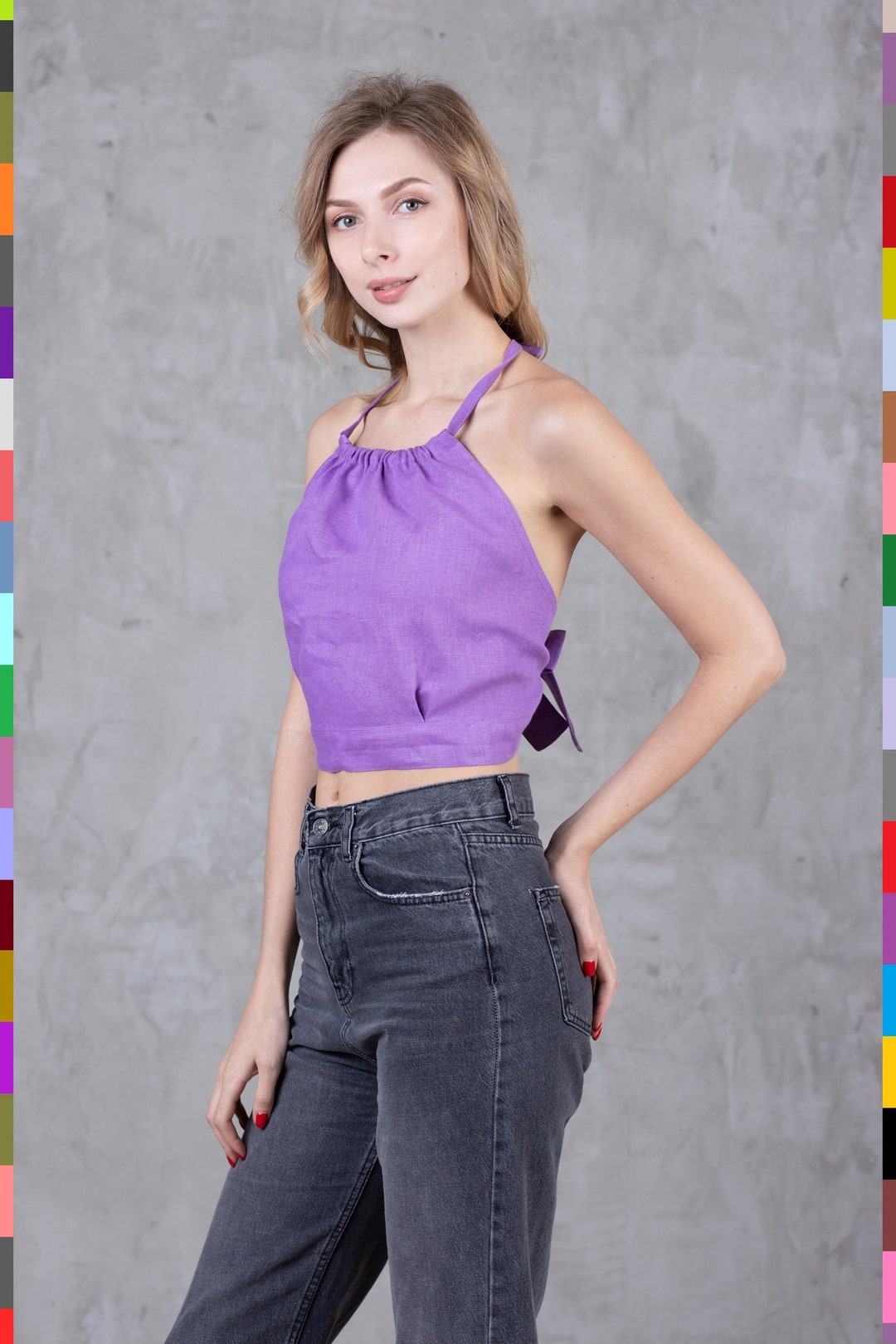 Beach Top. Open Back Tops. Women Summer Crops. Violet Linen Top. Flax ...
