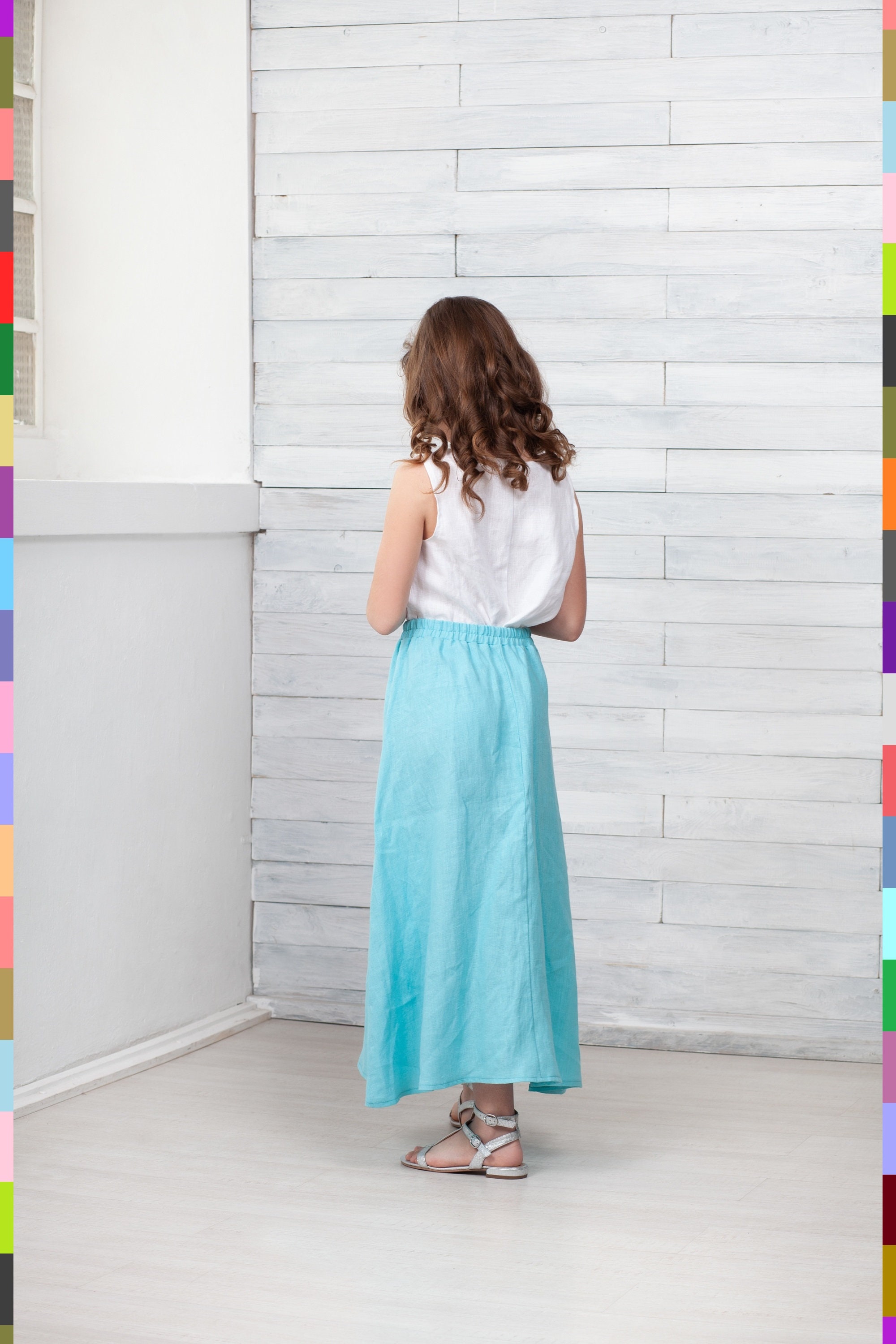 Blue Kids Skirt. Maxi Girls Skirt. Long Linen Skirt. Kids - Etsy