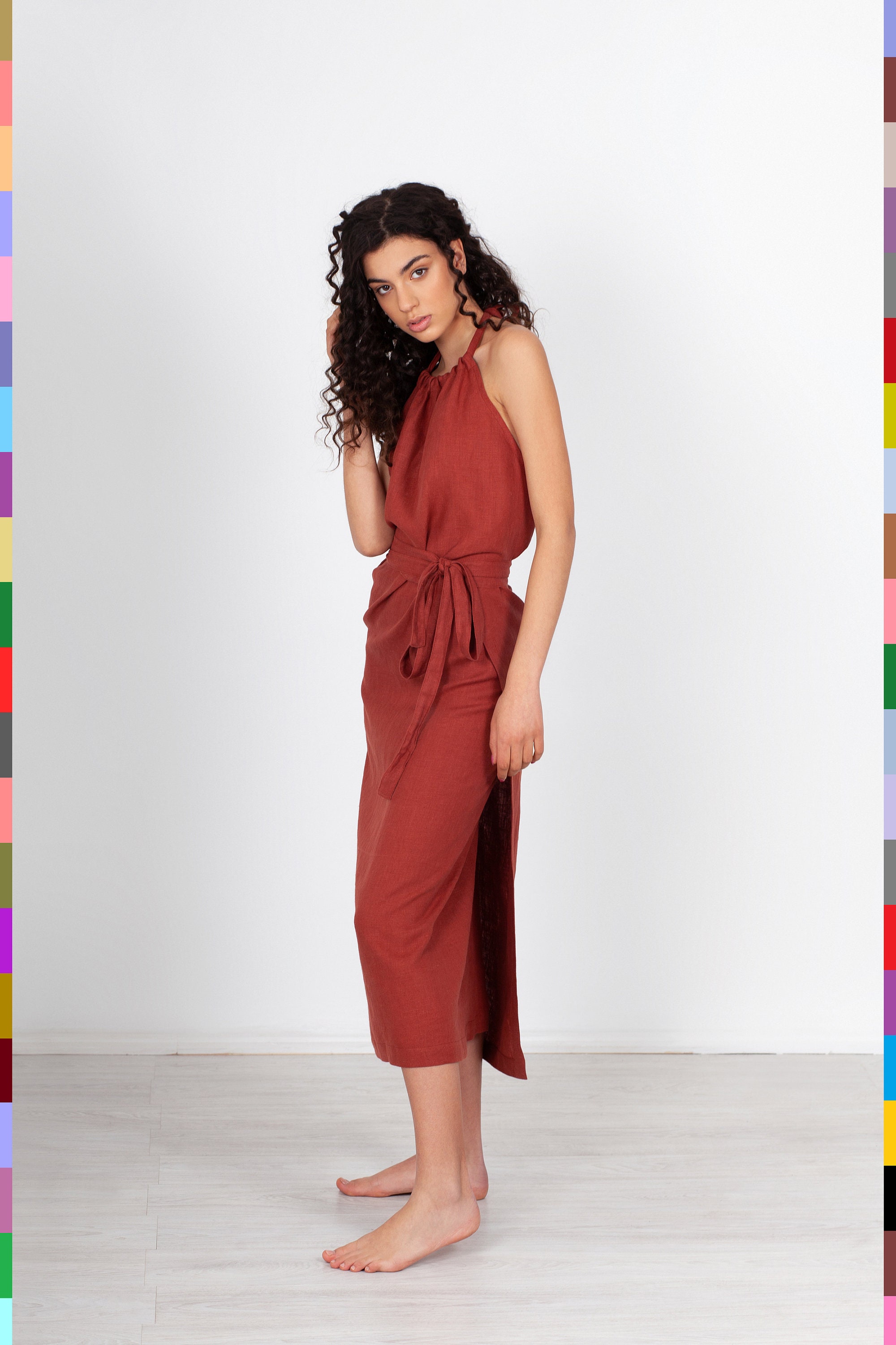 Terracotta Dress. Flax Dress. Backless Apron Dress. Pinafore - Etsy