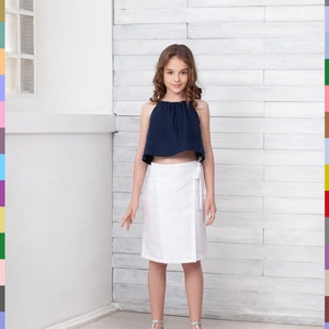 Kids Crop Top. Navy Blue Teen Top. Tie Top for Kids. Summer Kids ...