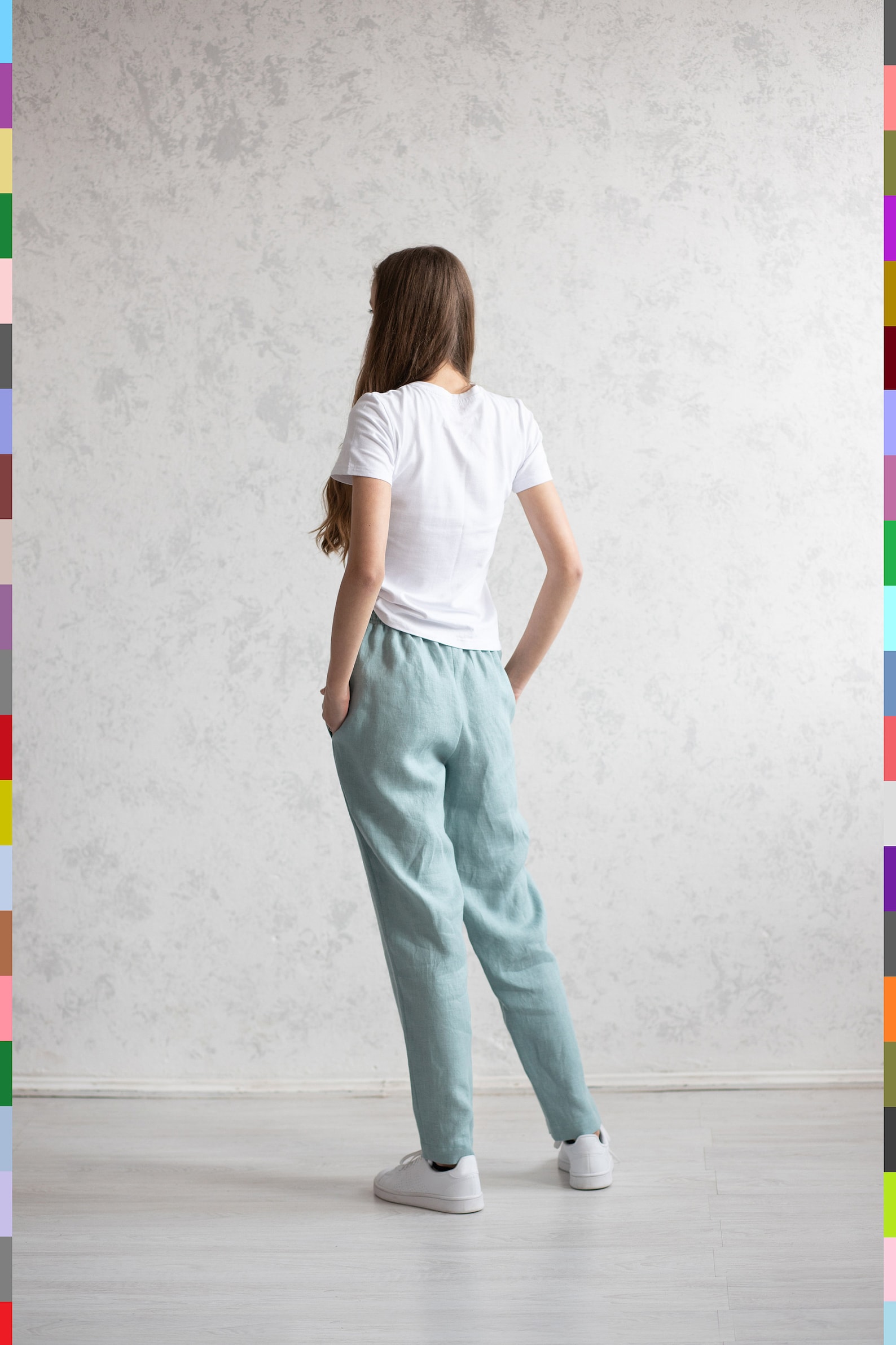 Summer Linen Pants. Classic Linen Pants. Aquamarine Pants. Linen ...