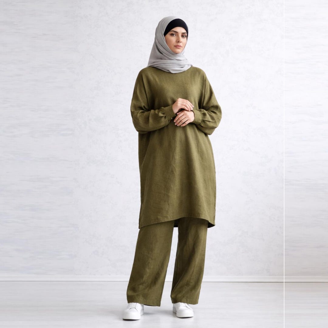 100% Italian Linen. Islamic Co Ord. Muslim Set. Modest Two Piece ...