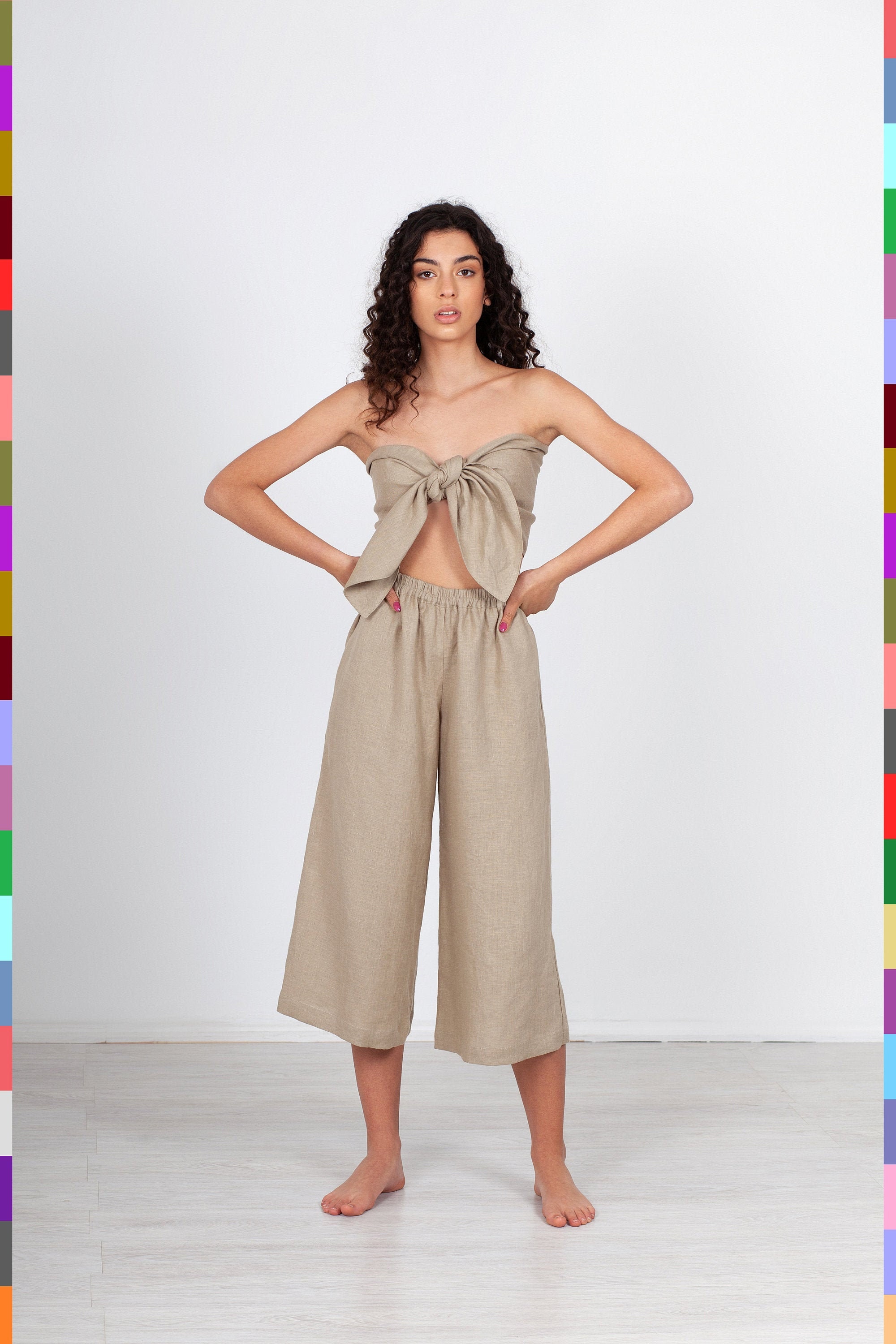 Beige Linen Top. Tie Front Crop Top. Linen Knot Top. Flax Top. - Etsy