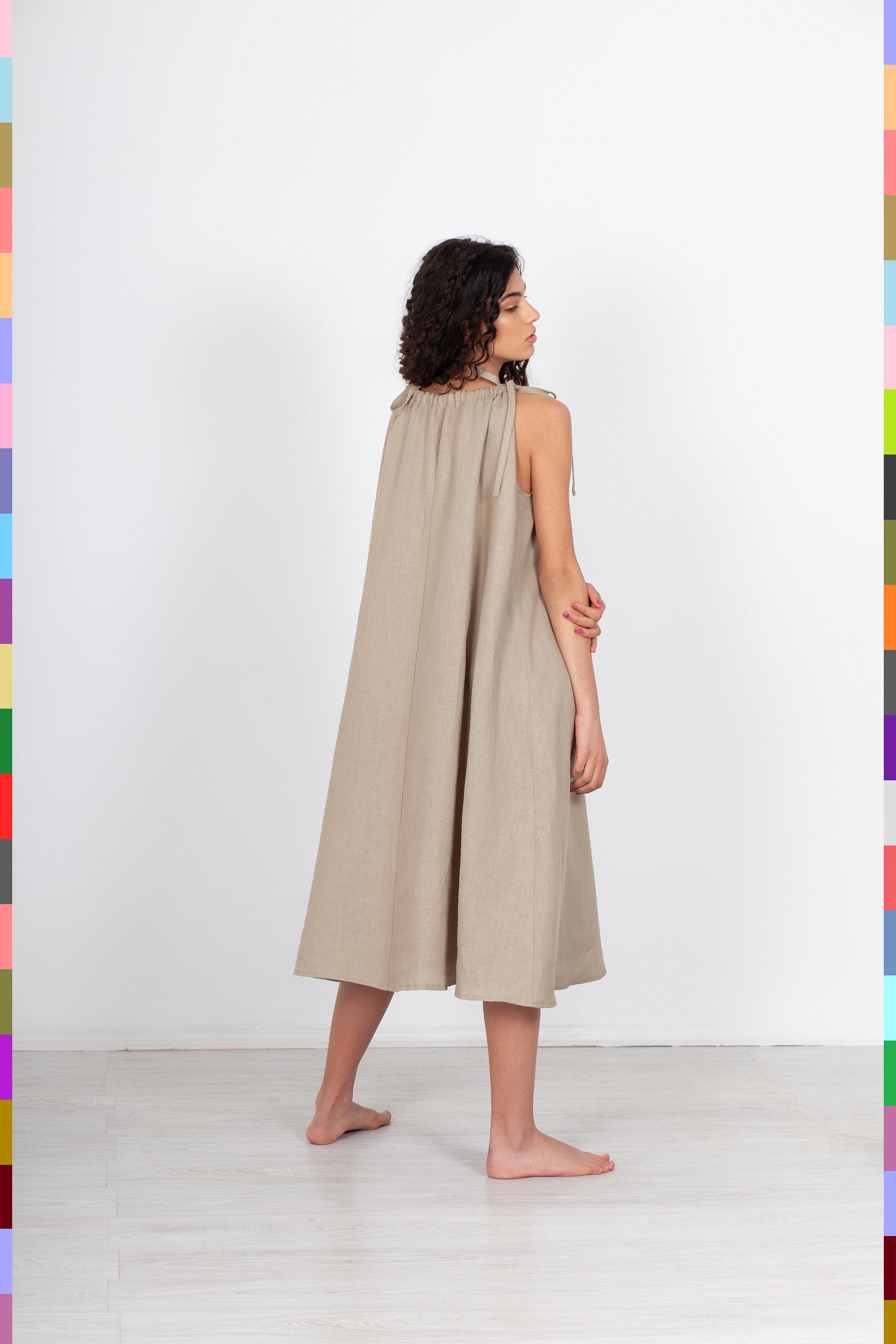 Beige Linen Dress. Loose Flax Dress. Oversized Dress. Linen - Etsy