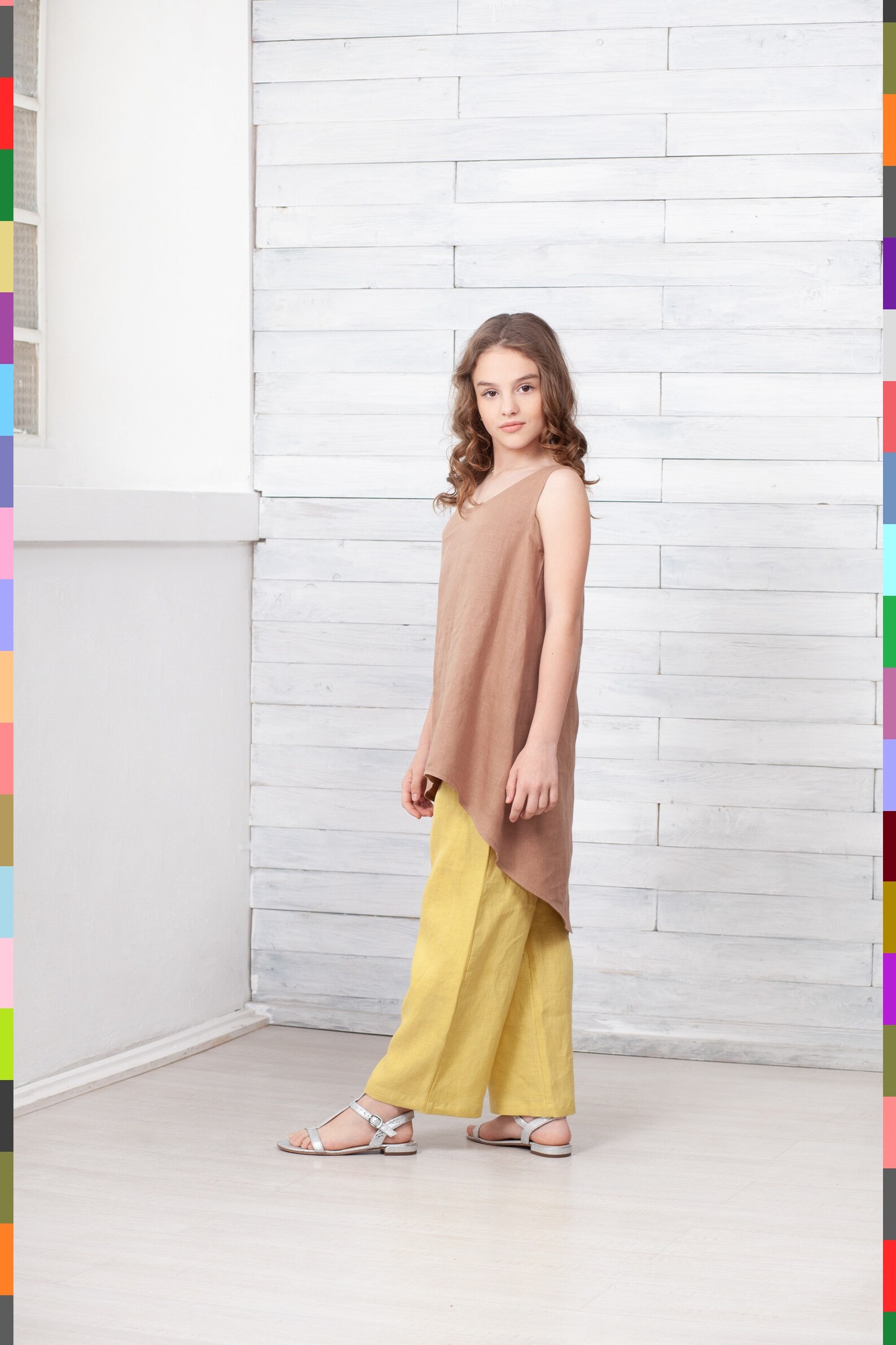 Brown Kids Tunic. Simple Girls Tunic. Asymmetric Teens Tunic. | Etsy