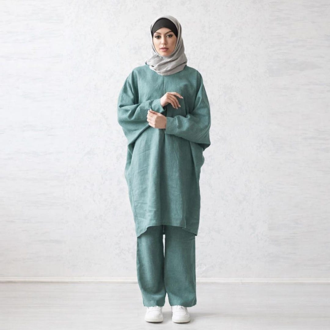 100% Italian Linen. Muslim Set. Modest Women's Outfit. Islamic Clothing ...
