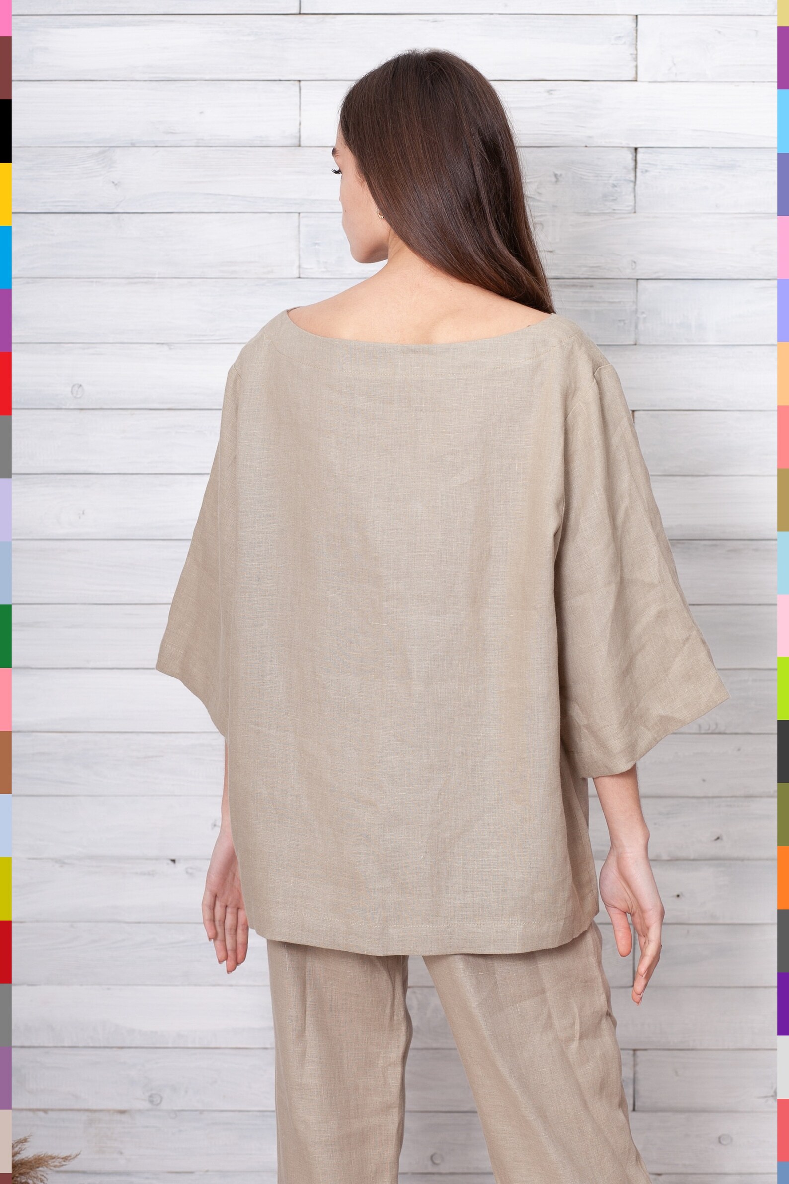 Vegan Top. Linen Loose Tops. Natural Linen Top. Linen Tops. - Etsy