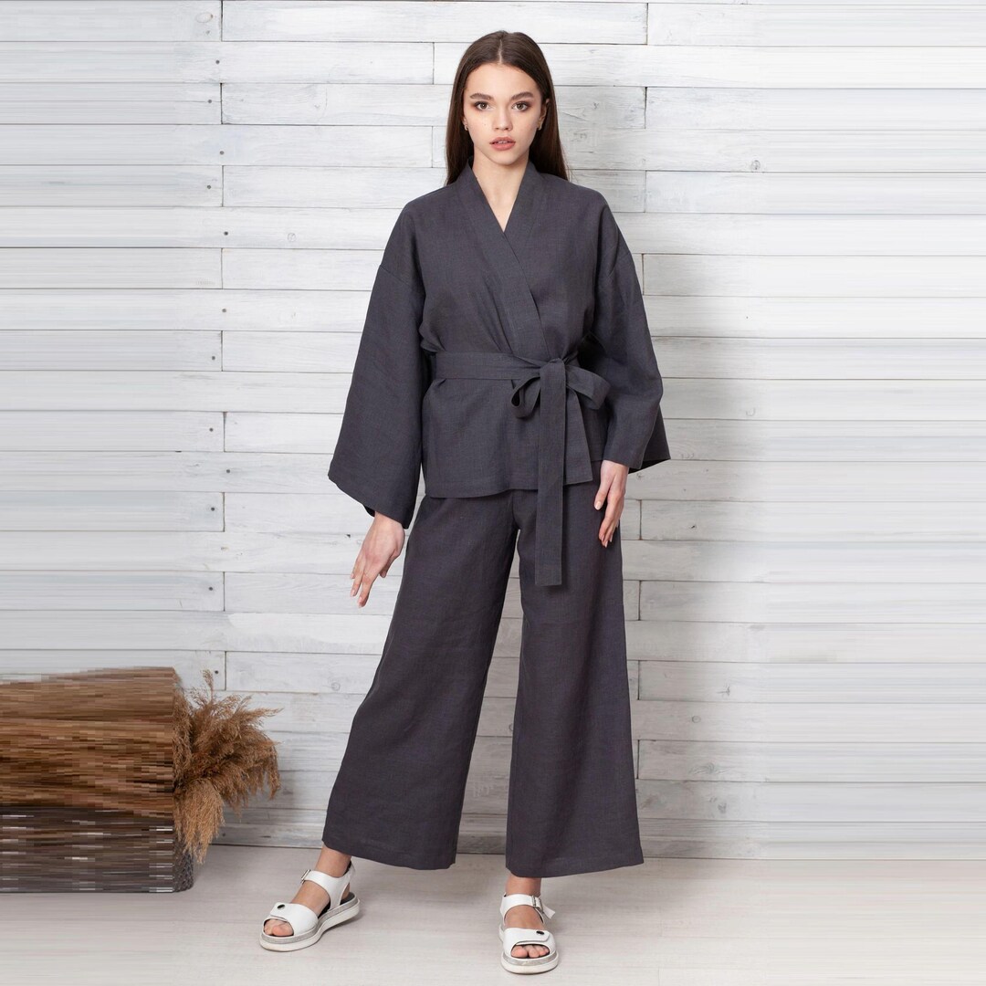 Women's Kimono Set. Top and Bottom. Linen Sets for Woman. Matching ...