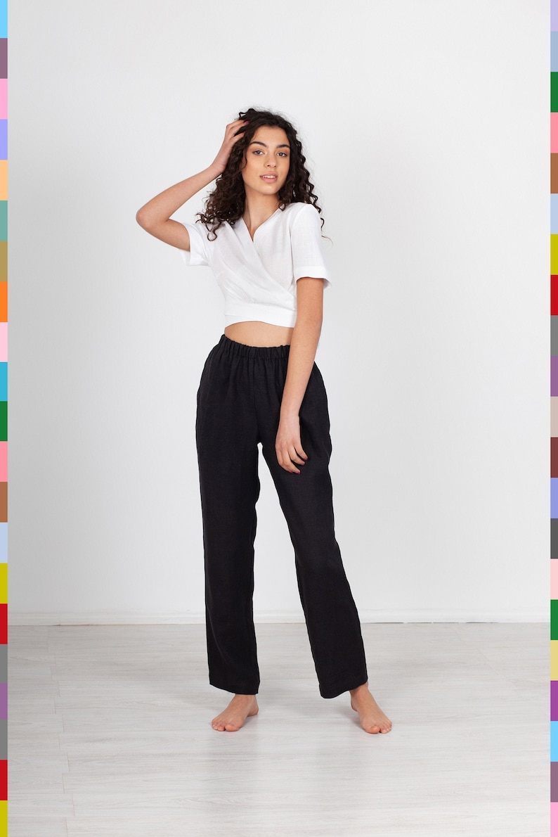 Linen Wrap Top. Flax Crop Top. Linen Crop Blouse. White Wrap | Etsy