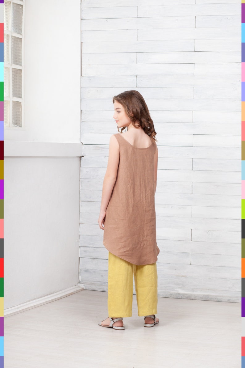 Brown Kids Tunic. Simple Girls Tunic. Asymmetric Teens Tunic. - Etsy