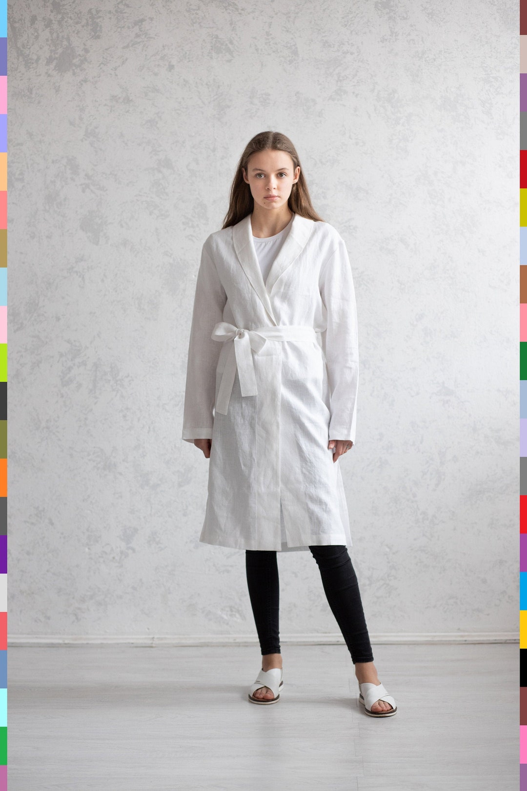 White Linen Robe. Handmade Linen Robe. Linen Loungewear. Bathrobe ...