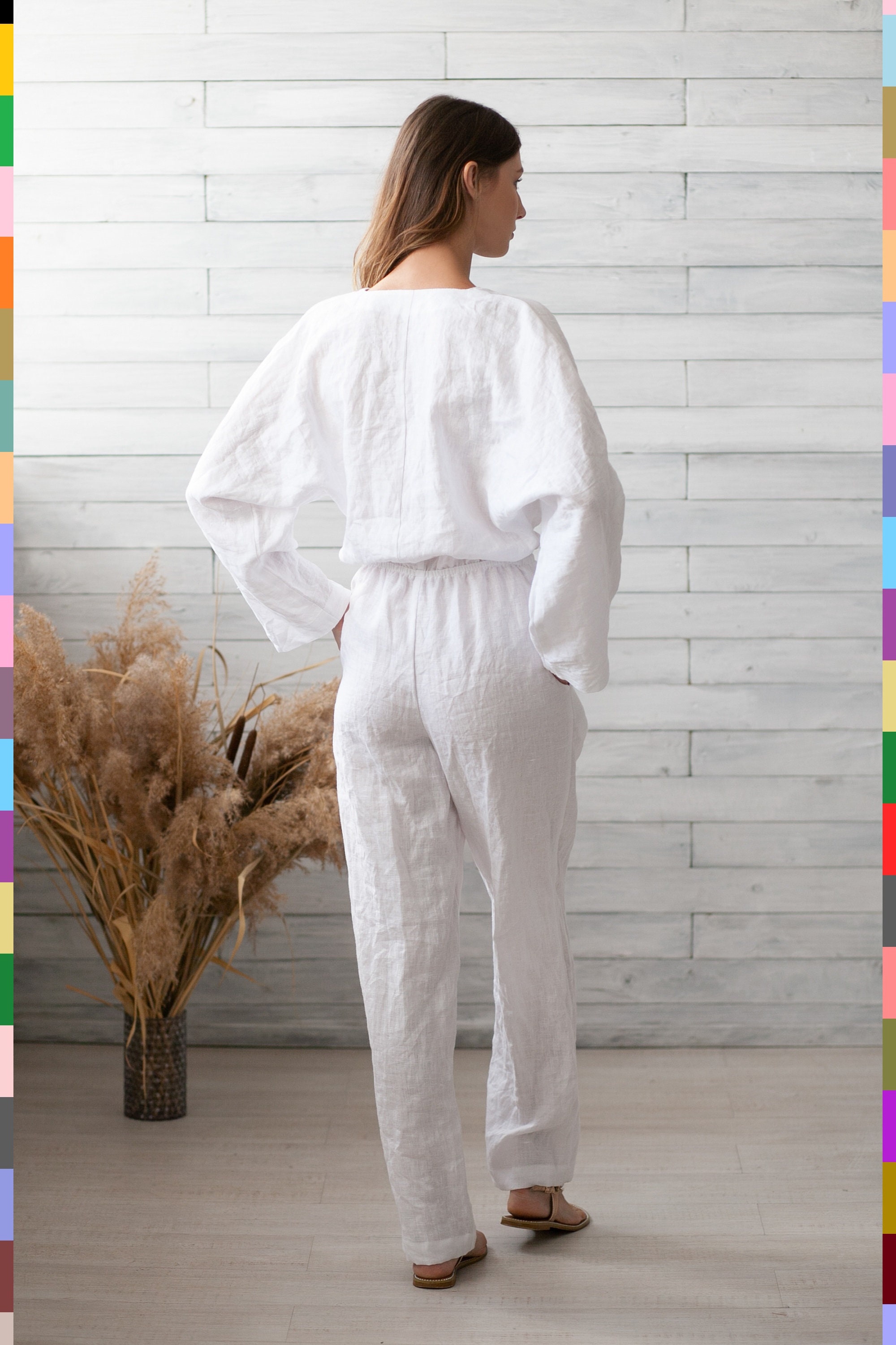 White Linen Jumpsuit. Wrap Flax Romper. Summer Jumper. Linen | Etsy