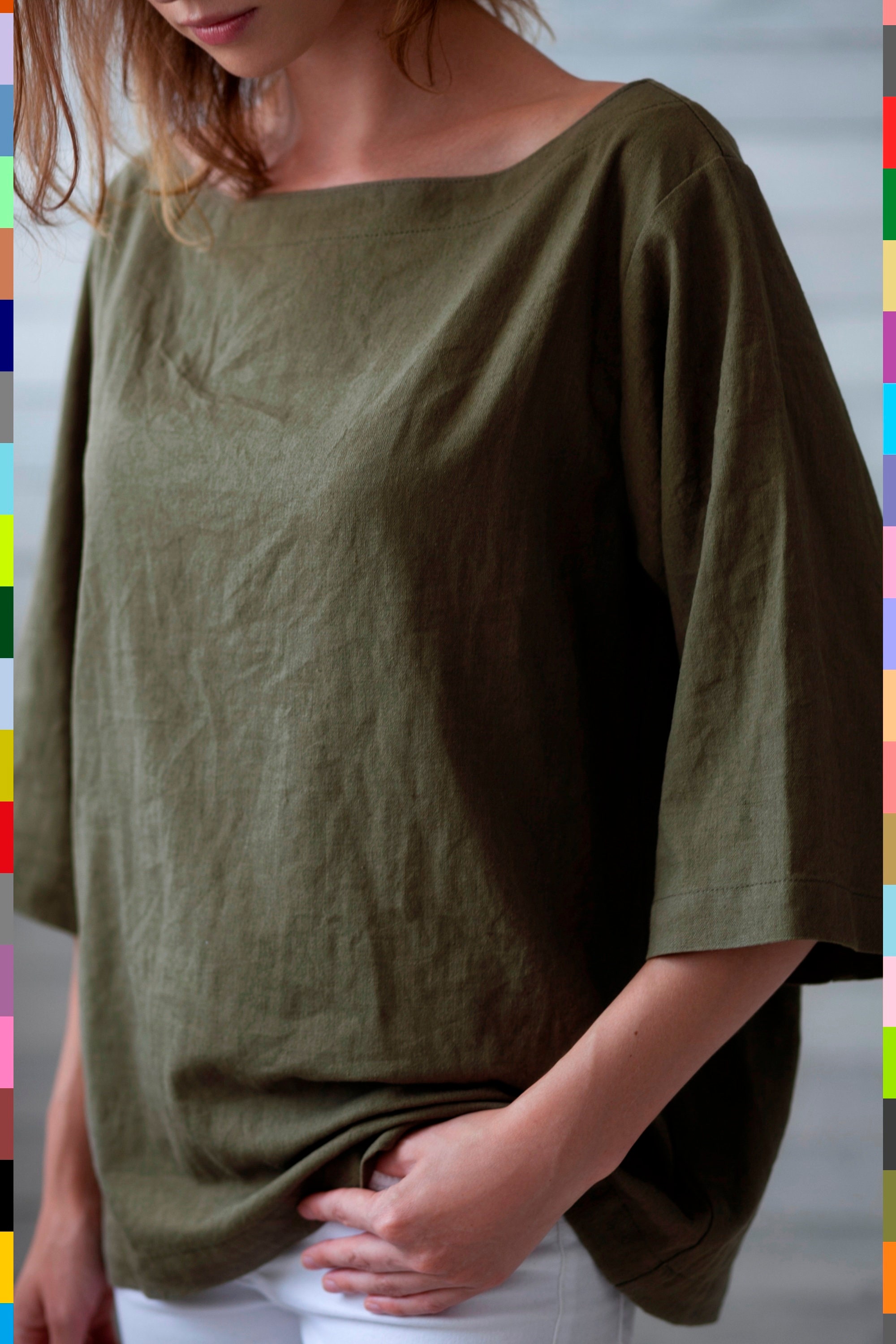 Khaki Linen Top. Flax Shirt. Linen T-shirt. Basic Linen Top. - Etsy