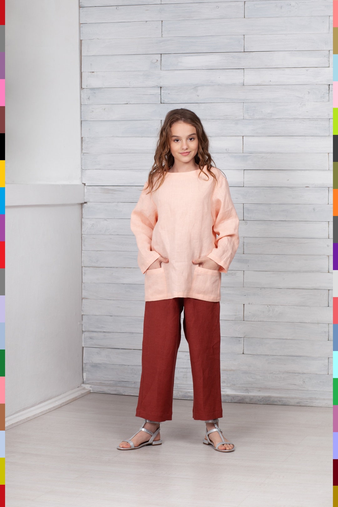 100% Pure Linen (italy). Kids Linen Tunic. Girls Flax Tunic Dress ...