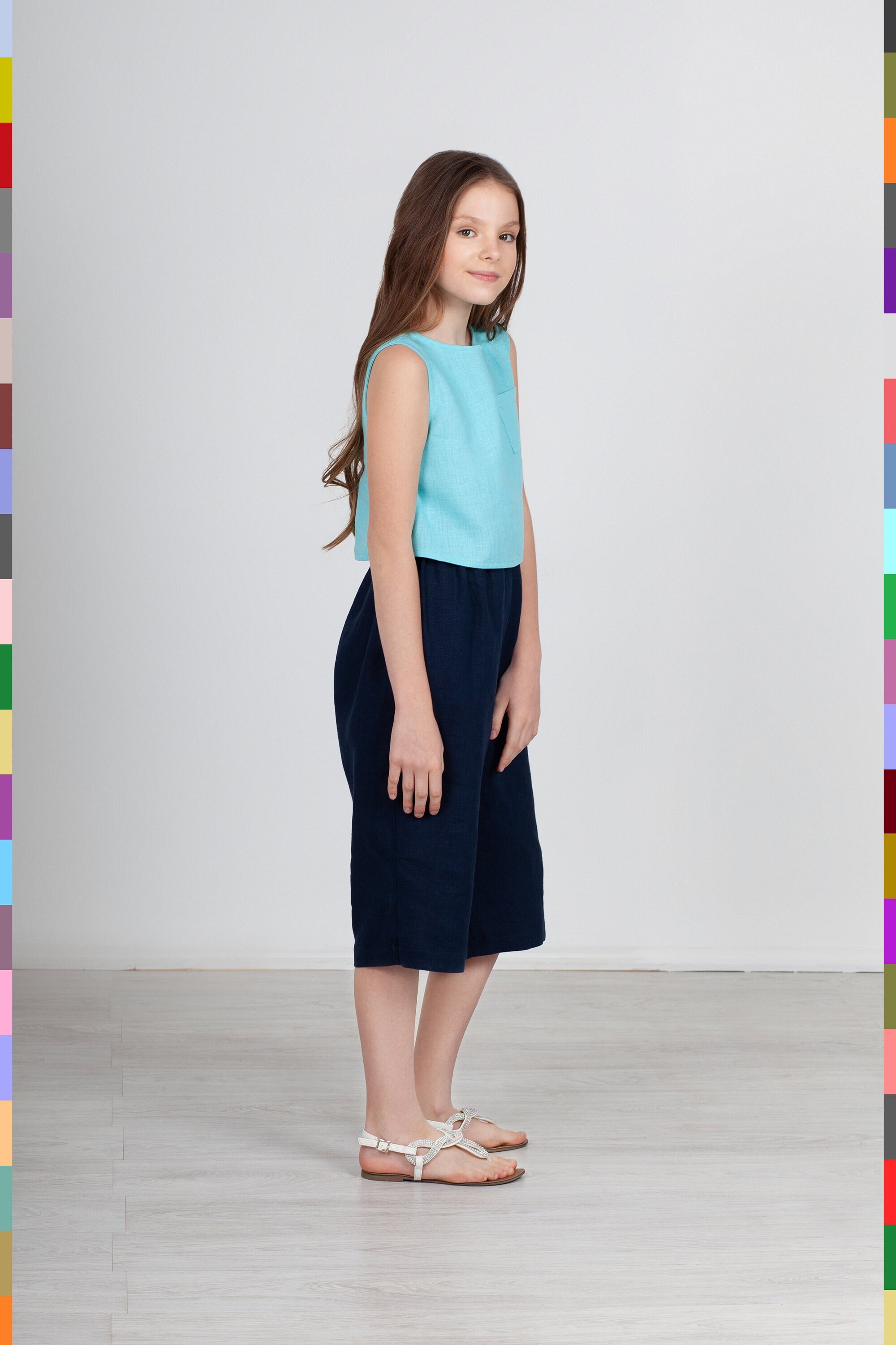 Blue Kids Tank. Basic Kids Top. Girls Linen T-shirt. Luxury - Etsy UK