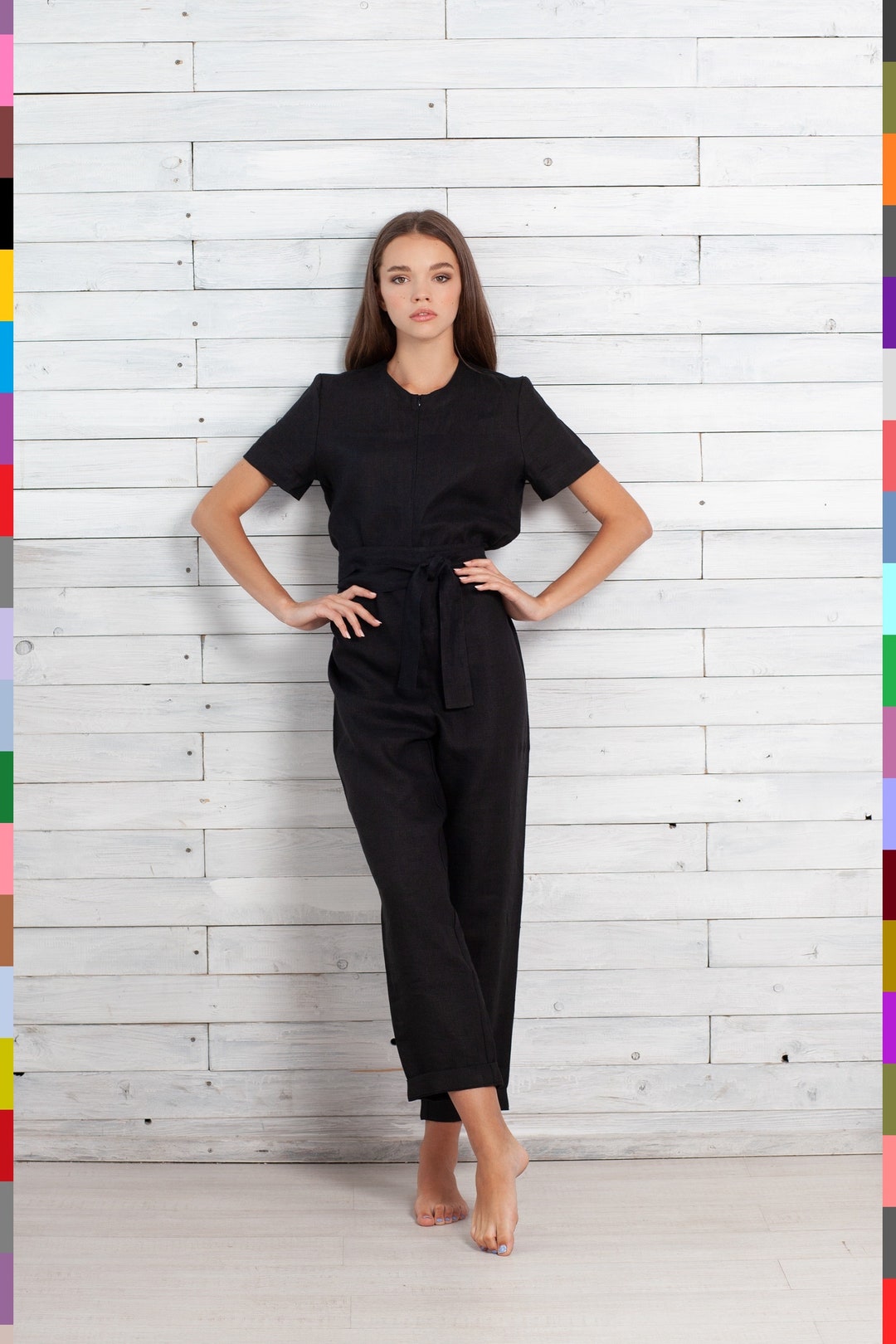 Linen Romper. Elegant Rompers. Formal Jumpsuit. Black Jumper. Women ...