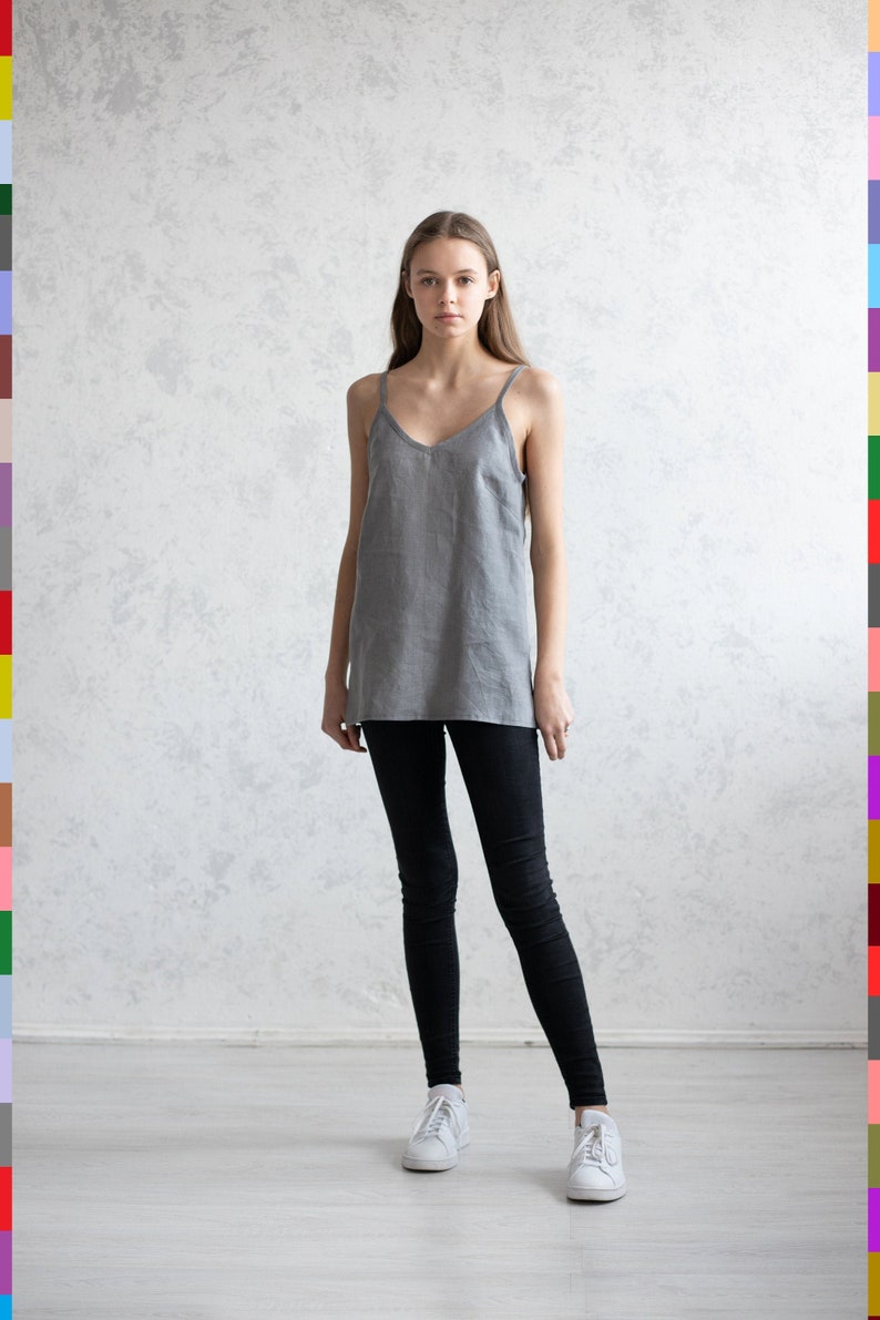 Gray Linen Top. Flax Tanks. Basic Gray Top. Linen Camisole | Etsy